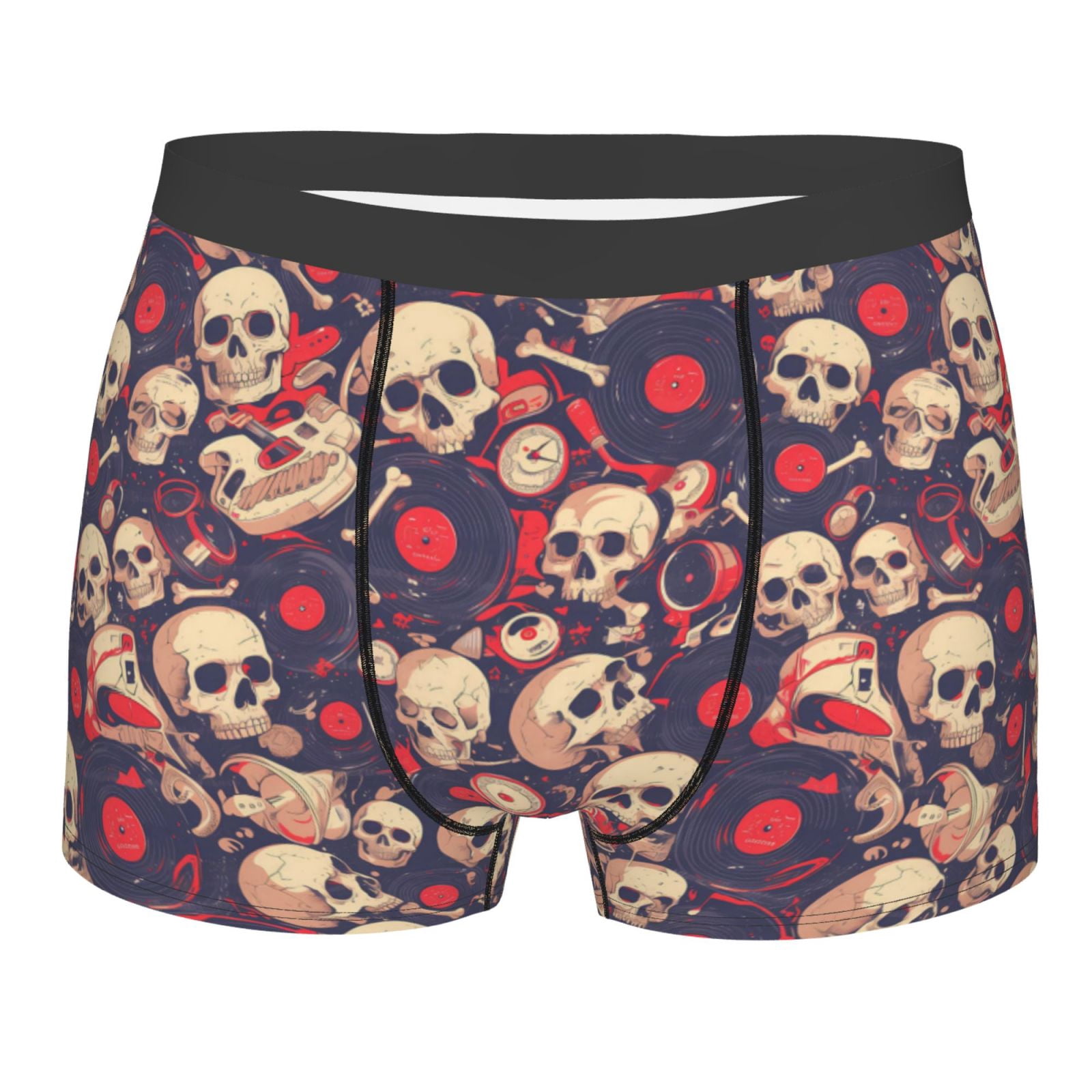 Balery Skull rock music record Men's Boxer Briefs, Soft and Breathable ...