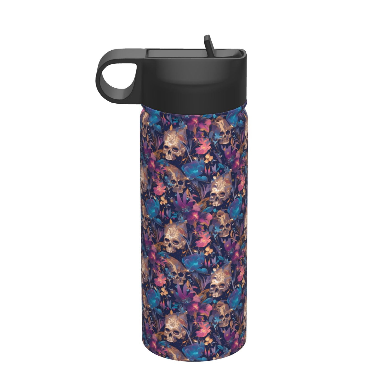 Balery Skull starry sky flower Pattern Water Bottle,18oz Sports ...