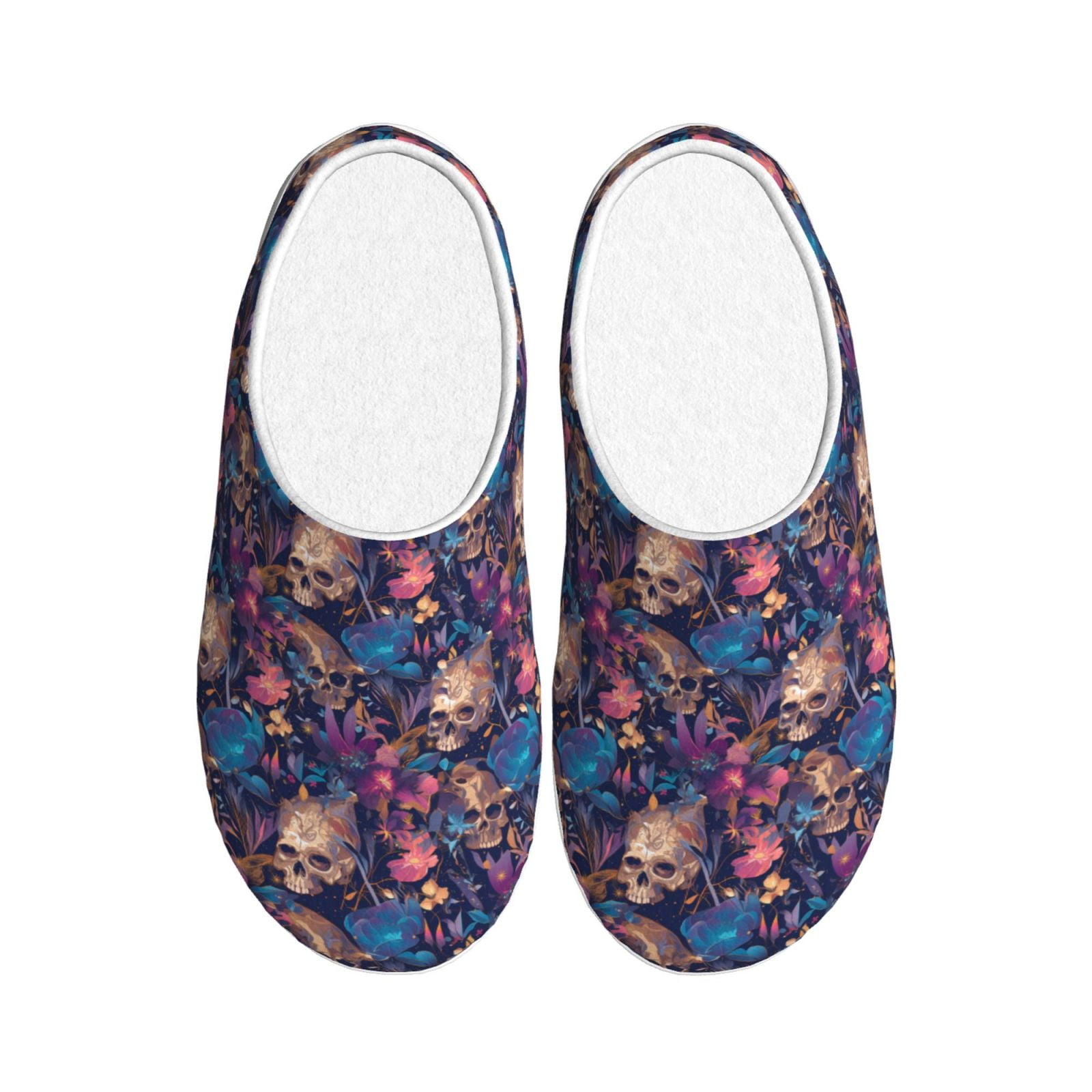 Balery Skull starry sky flower Pattern Women's Fuzzy Memory Foam ...