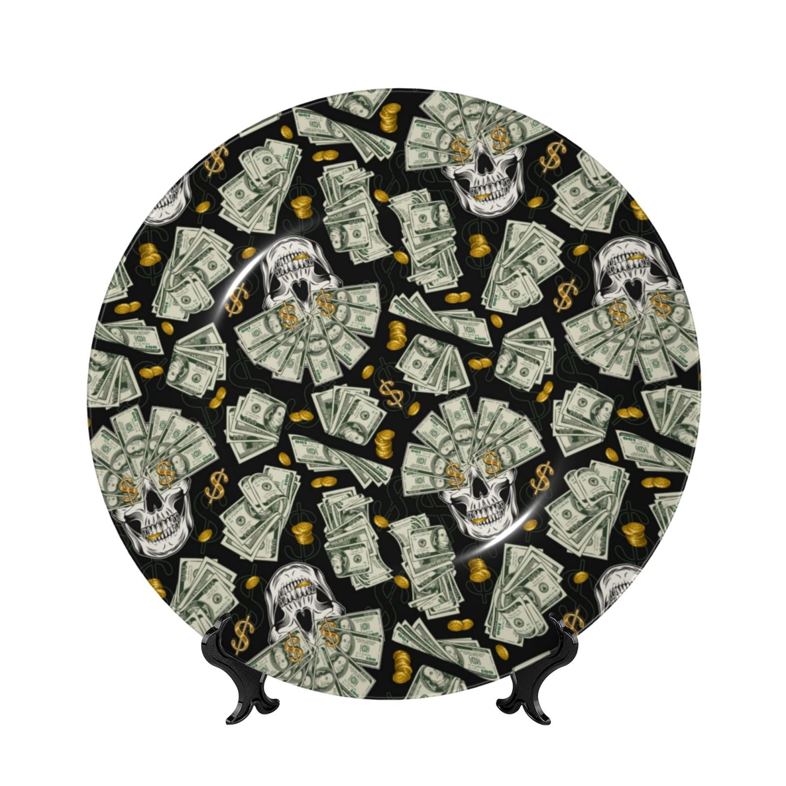 Balery Skull with Dollar Print Bone China Decorative Plate Ceramic ...