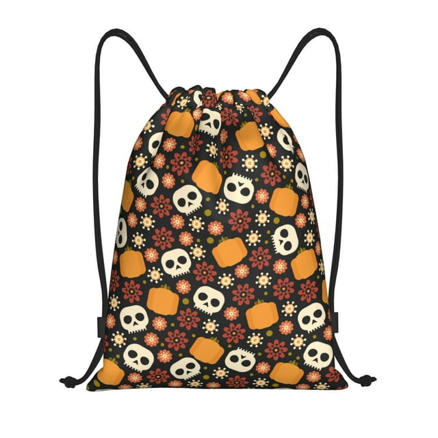 Balery Skulls Pattern Drawstring Backpack Bag Sport Gym Sackpack Cinch ...