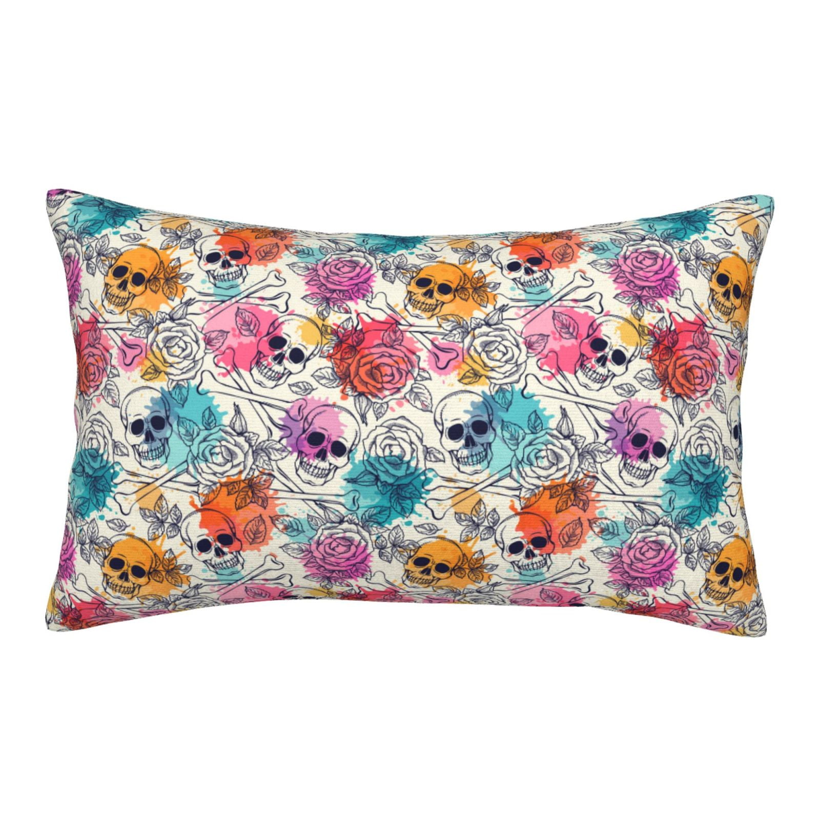 Balery Skulls and Roses Bedding Queen Pillow Cases - Envelope Closure ...