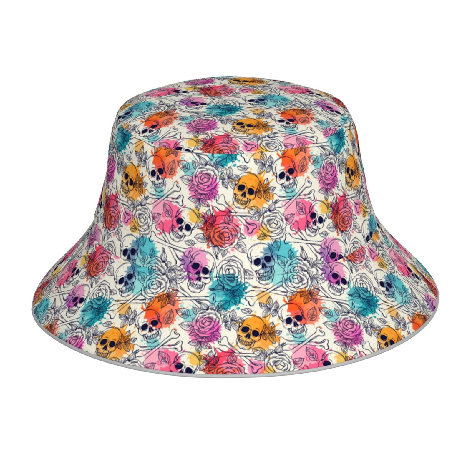Balery Skulls and Roses Sun Hats for Men Women Bucket Hat UPF 50 ...