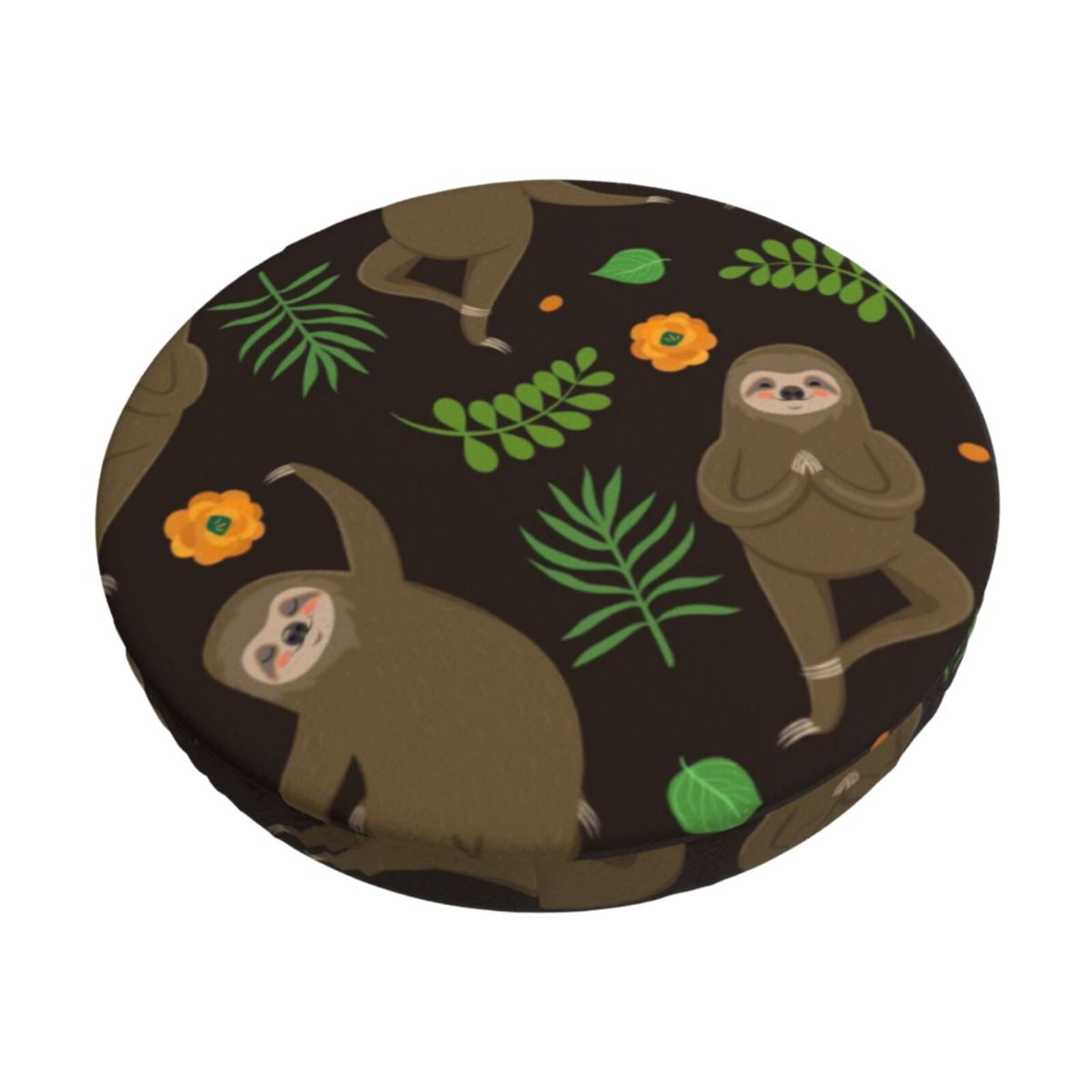 Balery Sloth Doing Yoga Round Bar Stool Seat Covers Velvet Fabric ...