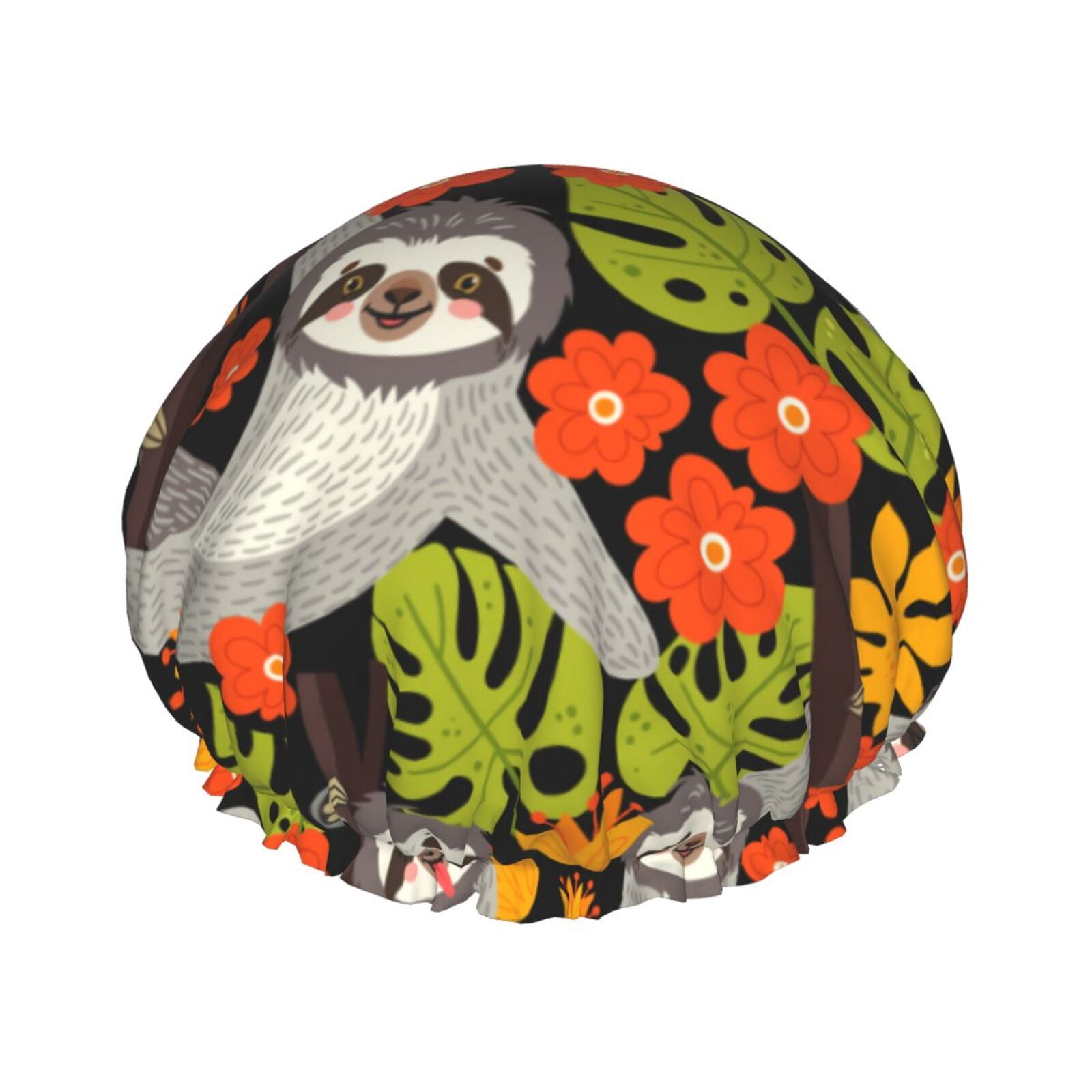 Balery Sloth On The Branch Shower Caps, Double Layer Waterproof Shower ...