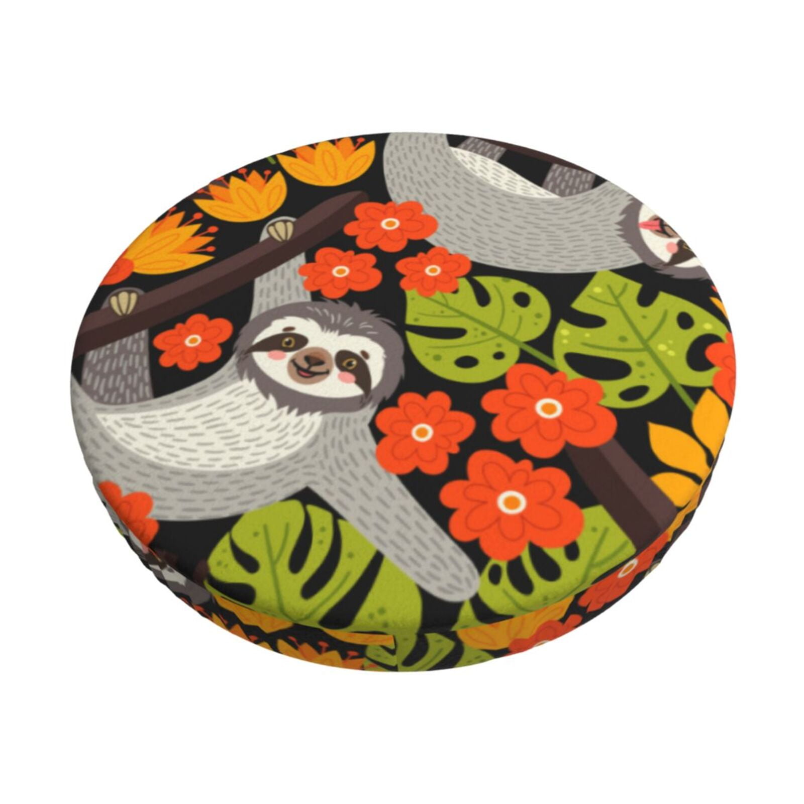 Balery Sloth on the Branch Round Bar Stool Seat Covers Velvet Fabric ...