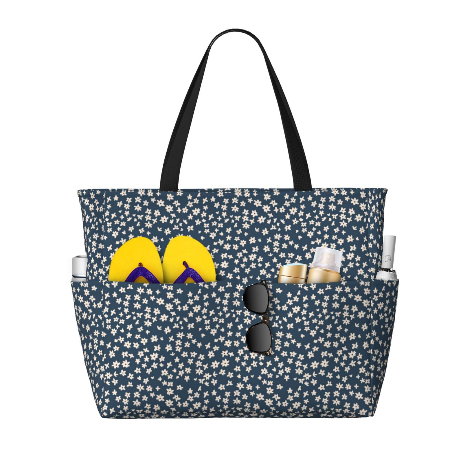 Balery Small White Flowers Beach Travel Bag - Water-Resistant, Large ...