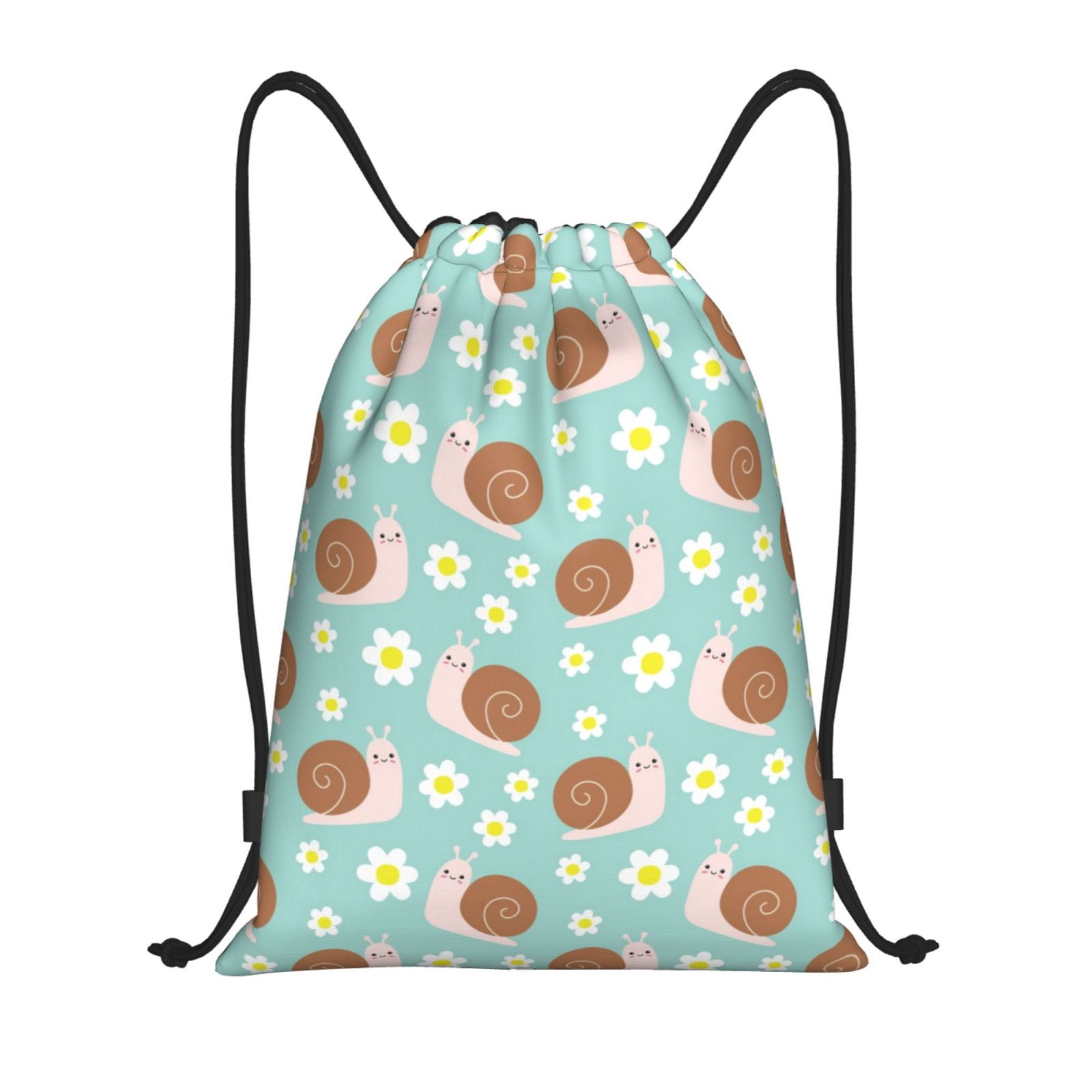 Balery Snail And Flower Pattern Drawstring Backpack Bag Sport Gym ...