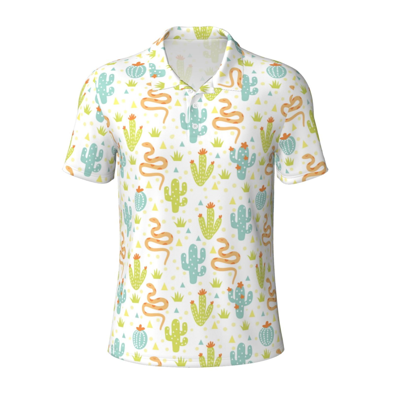Balery Snake And Cactus Printed Men’s Short Sleeve Polo Shirt ...