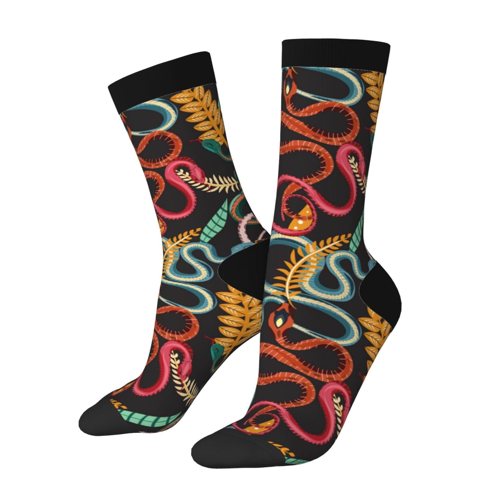 Balery Snake And Flower Pattern Crew Socks Unisex– Soft & Breathable ...
