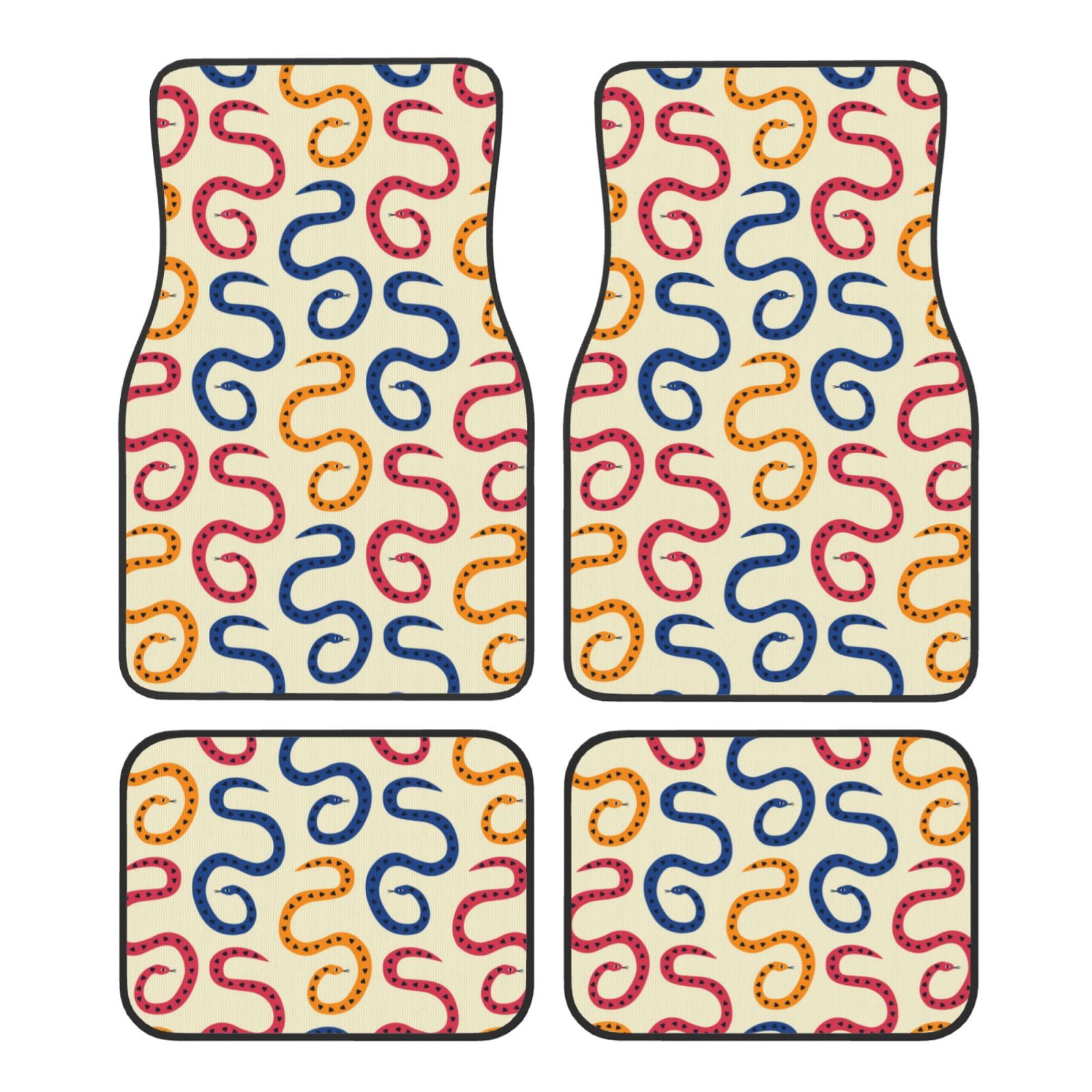 Balery Snake Pattern 4-Piece Floor Mats, Heavy-Duty Rubber Liners, Anti ...