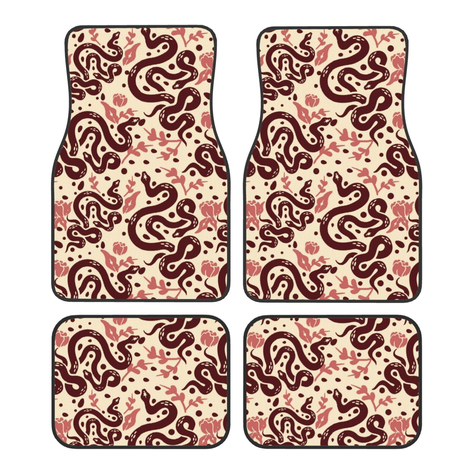 Balery Snake Pattern 4-Piece Floor Mats, Heavy-Duty Rubber Liners, Anti ...