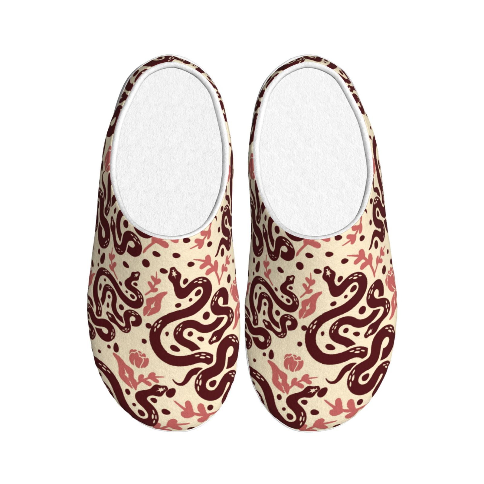 Balery Snake Pattern Women's Fuzzy Memory Foam Slippers Fluffy Winter ...