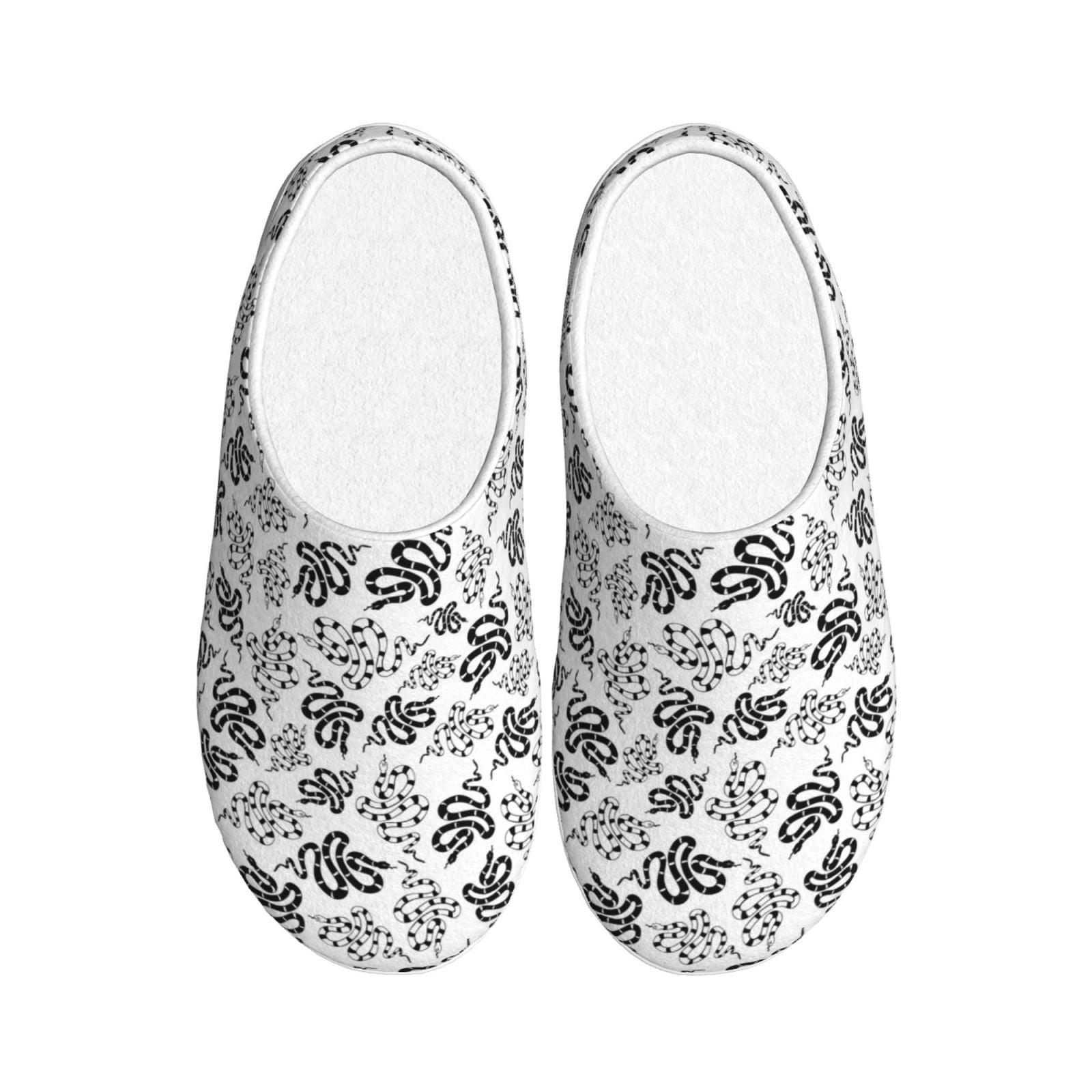 Balery Snake Pattern Women's Fuzzy Memory Foam Slippers Fluffy Winter ...