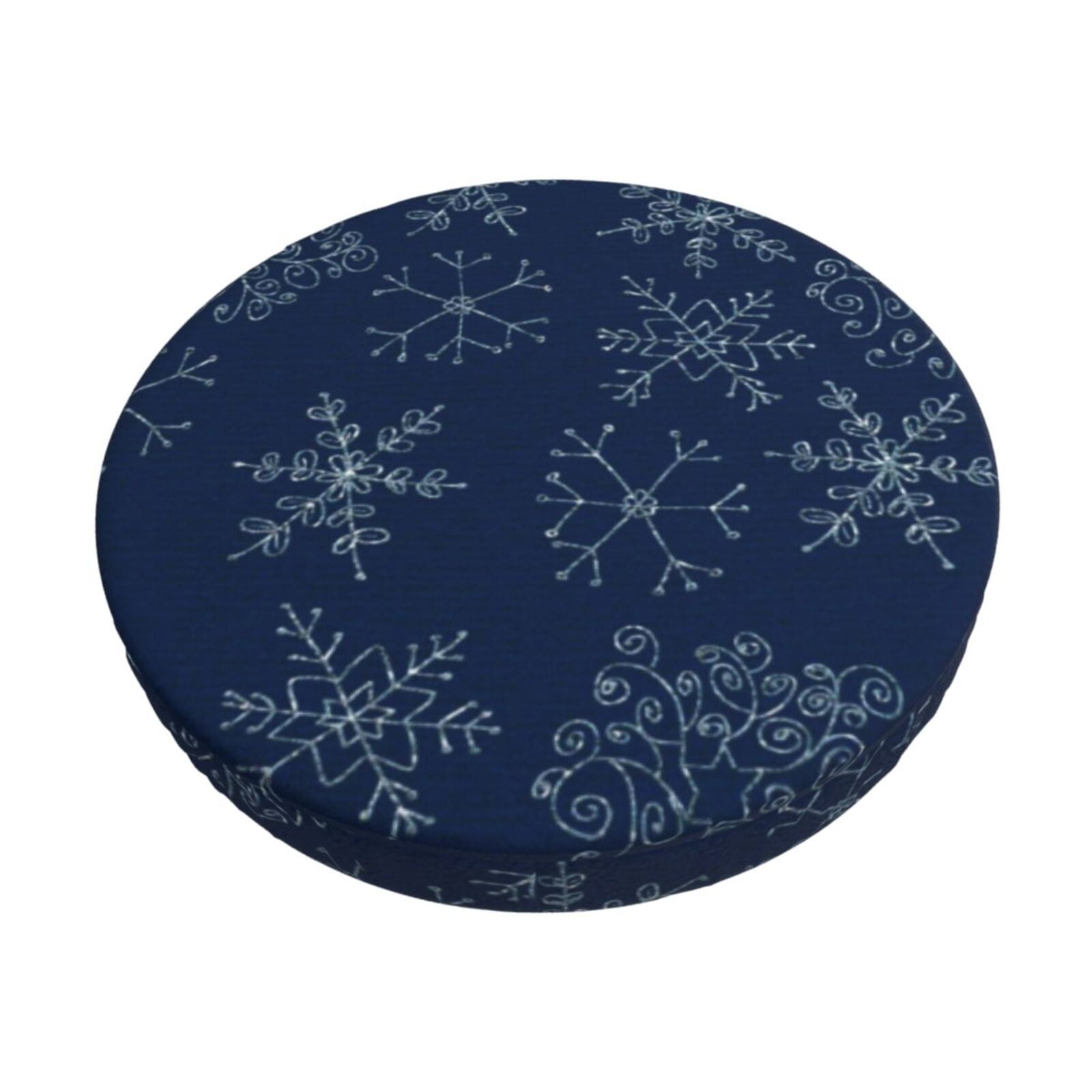 Balery Snowflake Dark Blue Round Bar Stool Seat Covers Velvet Fabric ...