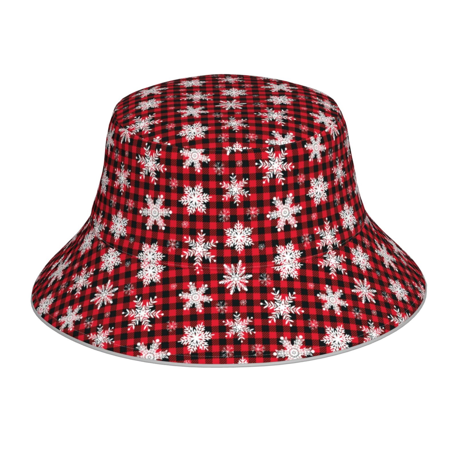 Balery Snowflake red plaid Sun Hats for Men Women Bucket Hat UPF 50 ...