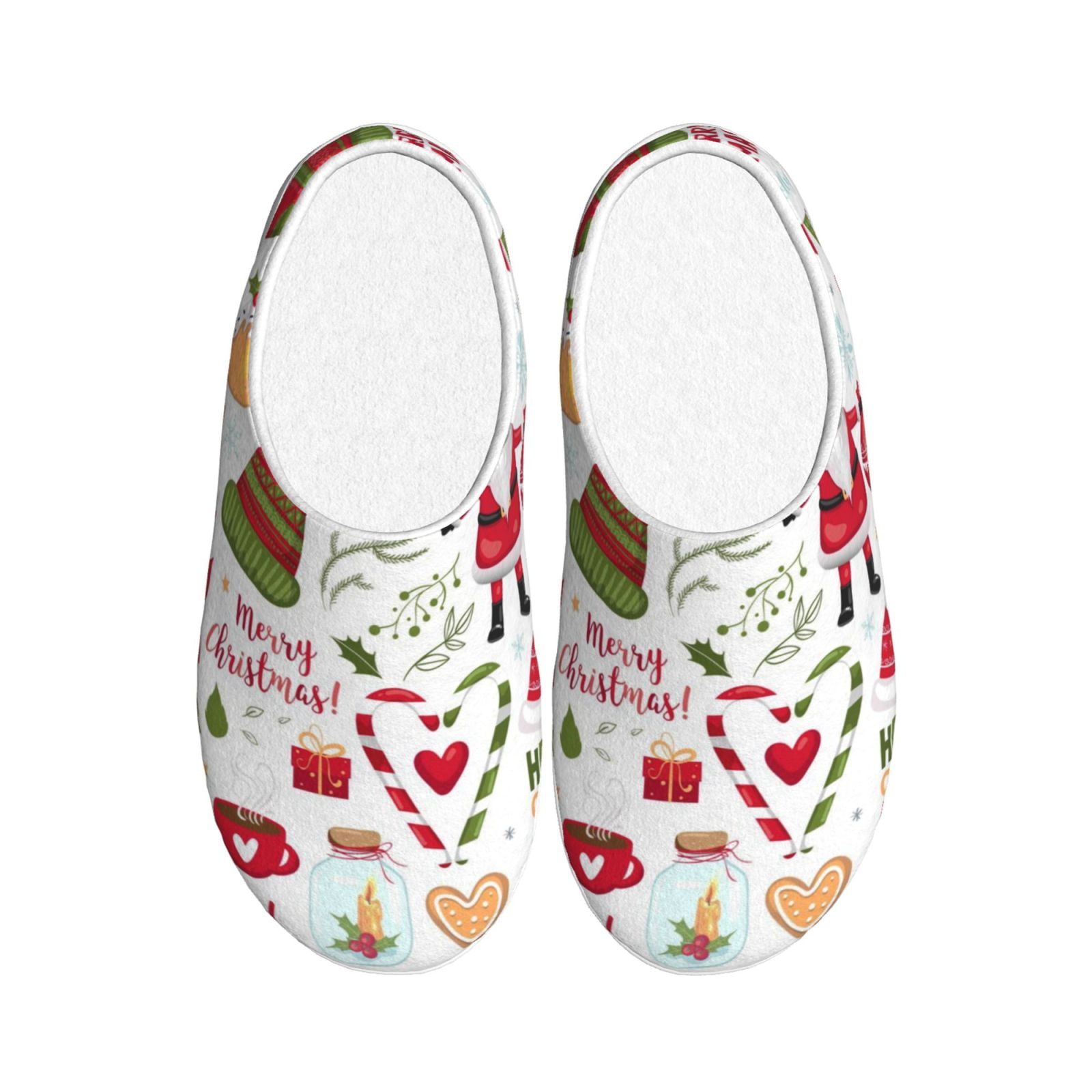 Balery Snowflakes Santa Claus Pattern Women's Fuzzy Memory Foam ...