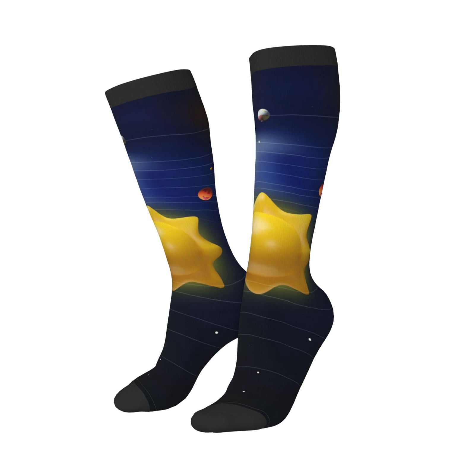 Balery Solar System Printed Novelty Socks Men's Women's Crew Socks ...