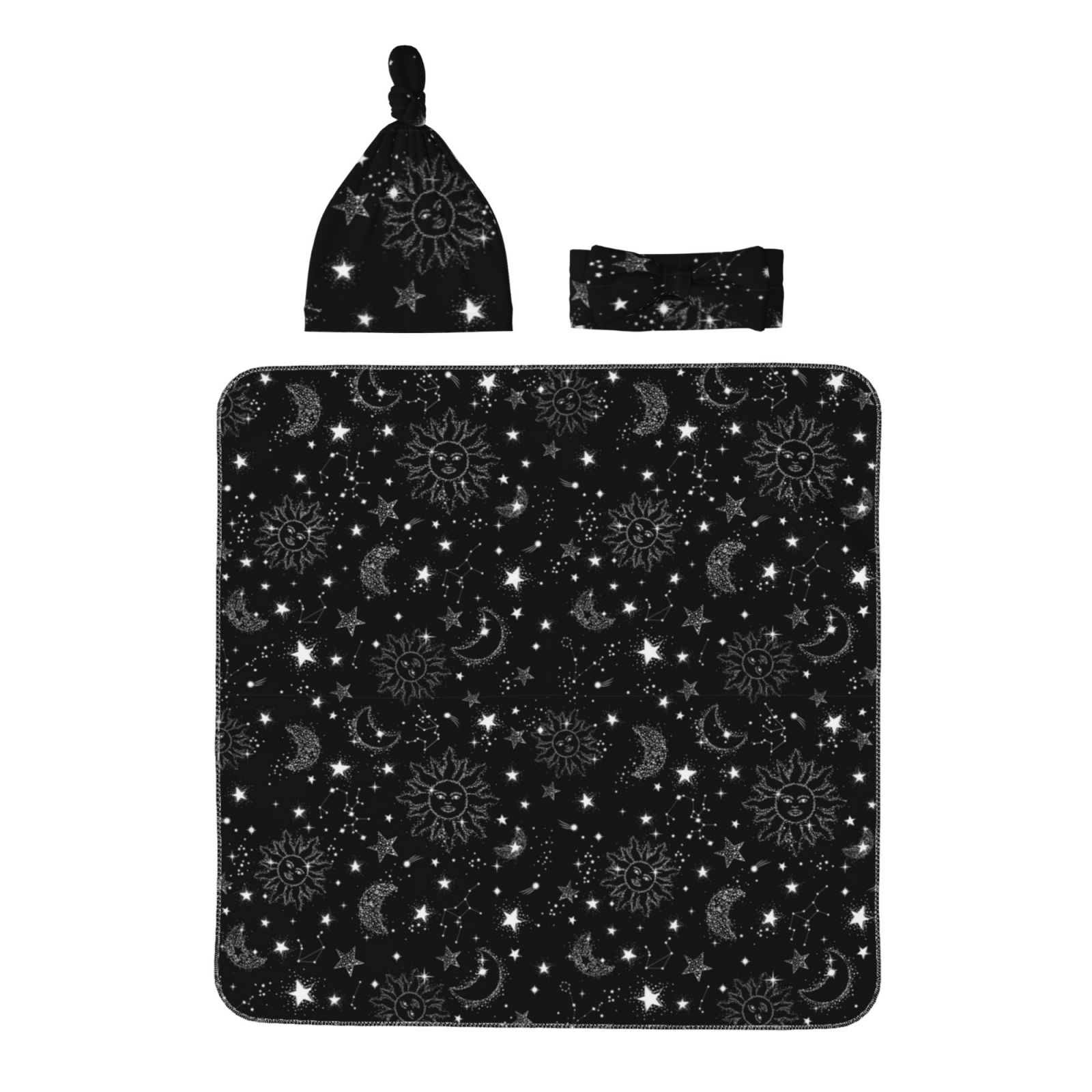 Balery Space Galaxy Printed Newborn Receiving Blanket Bow Headband and ...