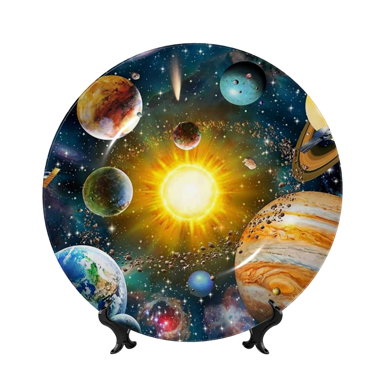 Balery Space Planet Print Bone China Decorative Plate Ceramic Dinner ...