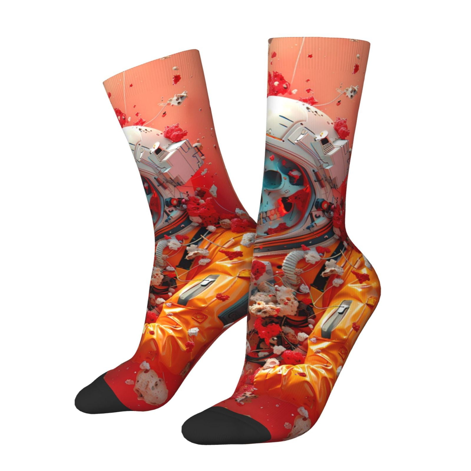 Balery Space Skeleton Art Pattern Crew Socks Unisex– Soft & Breathable ...