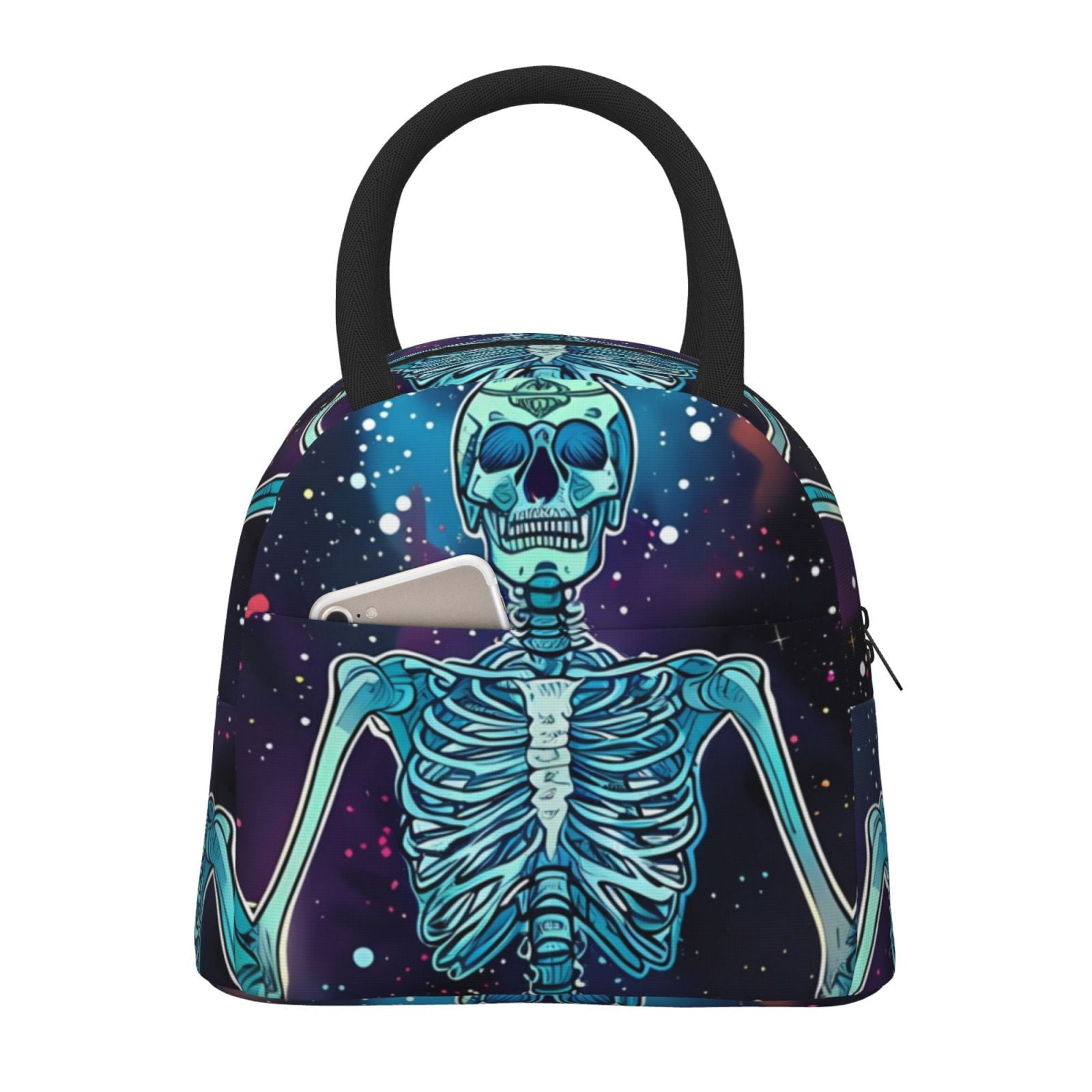 Balery Space Skeleton Meditation Pattern Lunch Bag Women, Lunch Box ...