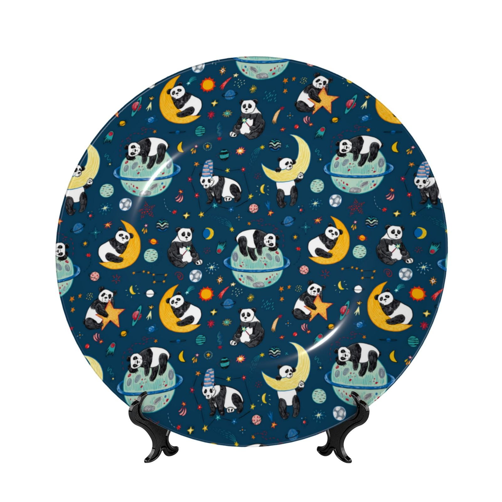 Balery Space Sleeping Panda Print Bone China Decorative Plate Ceramic ...