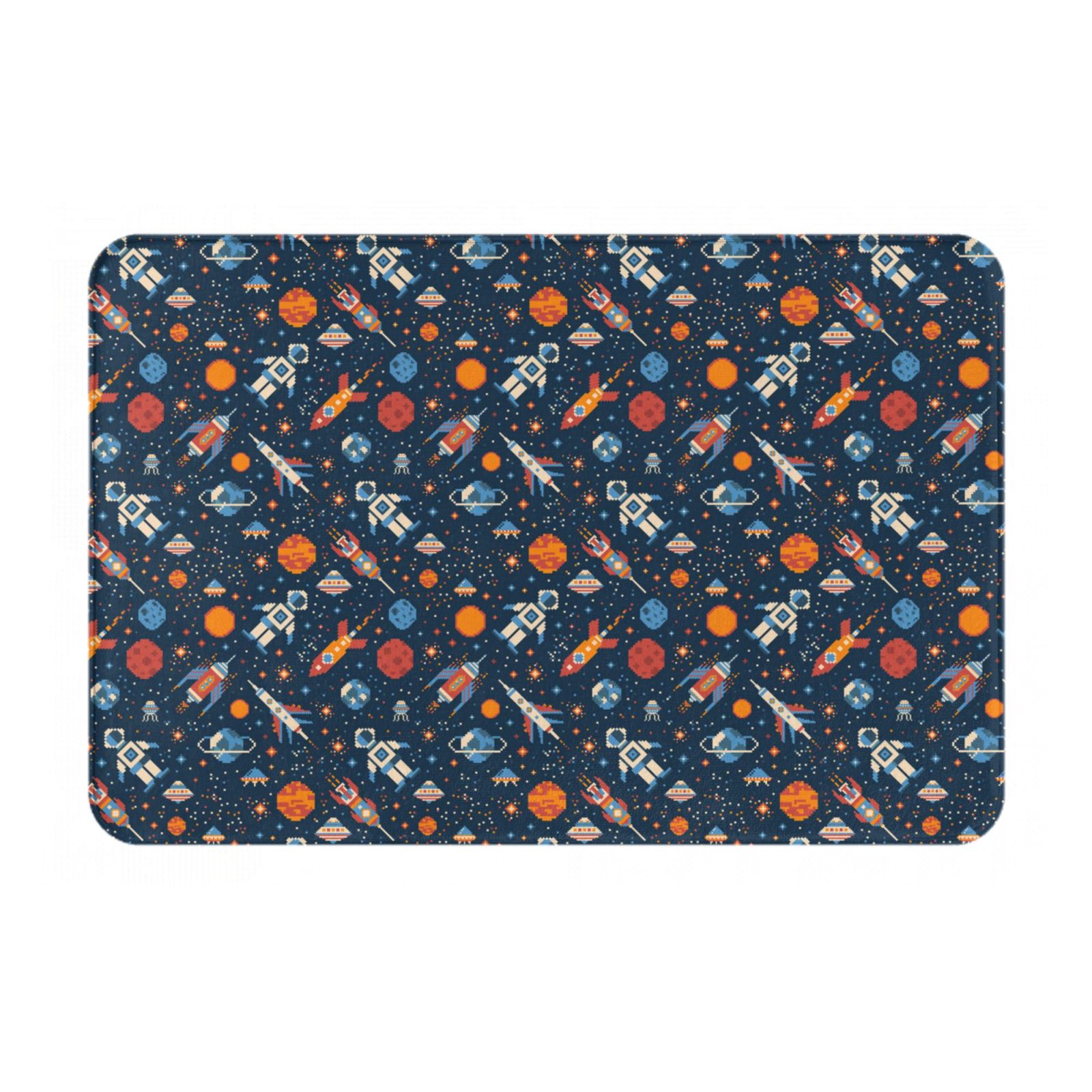 Balery Spaceships And Stars In Outer Space Doormat, Durable Flannel ...