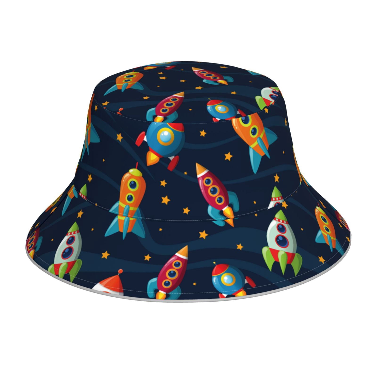 Balery Spaceships and Stars Sun Hats for Men Women Bucket Hat UPF 50 ...