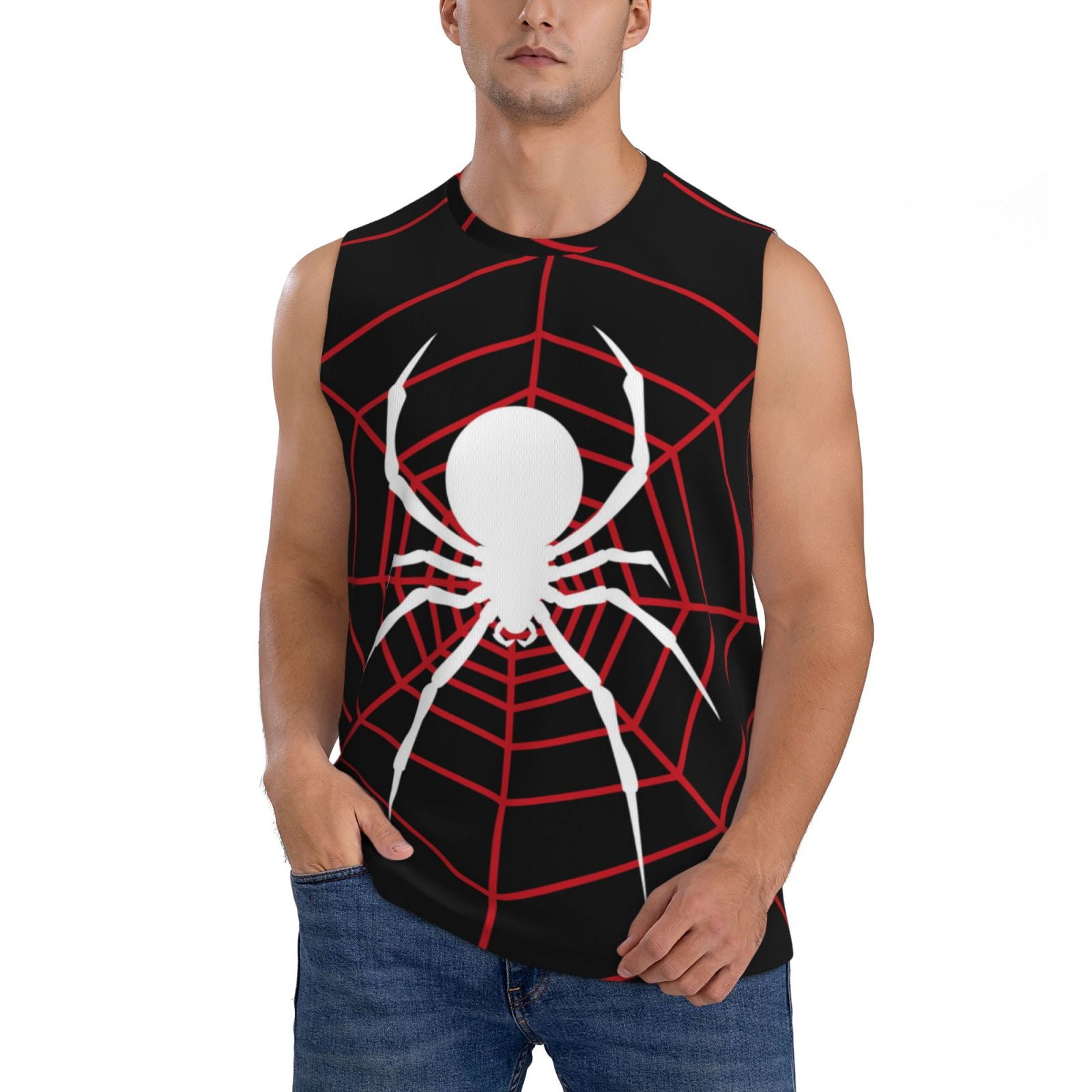 Balery Spider On The Web Men's Sleeveless Muscle Shirts Workout Tank ...