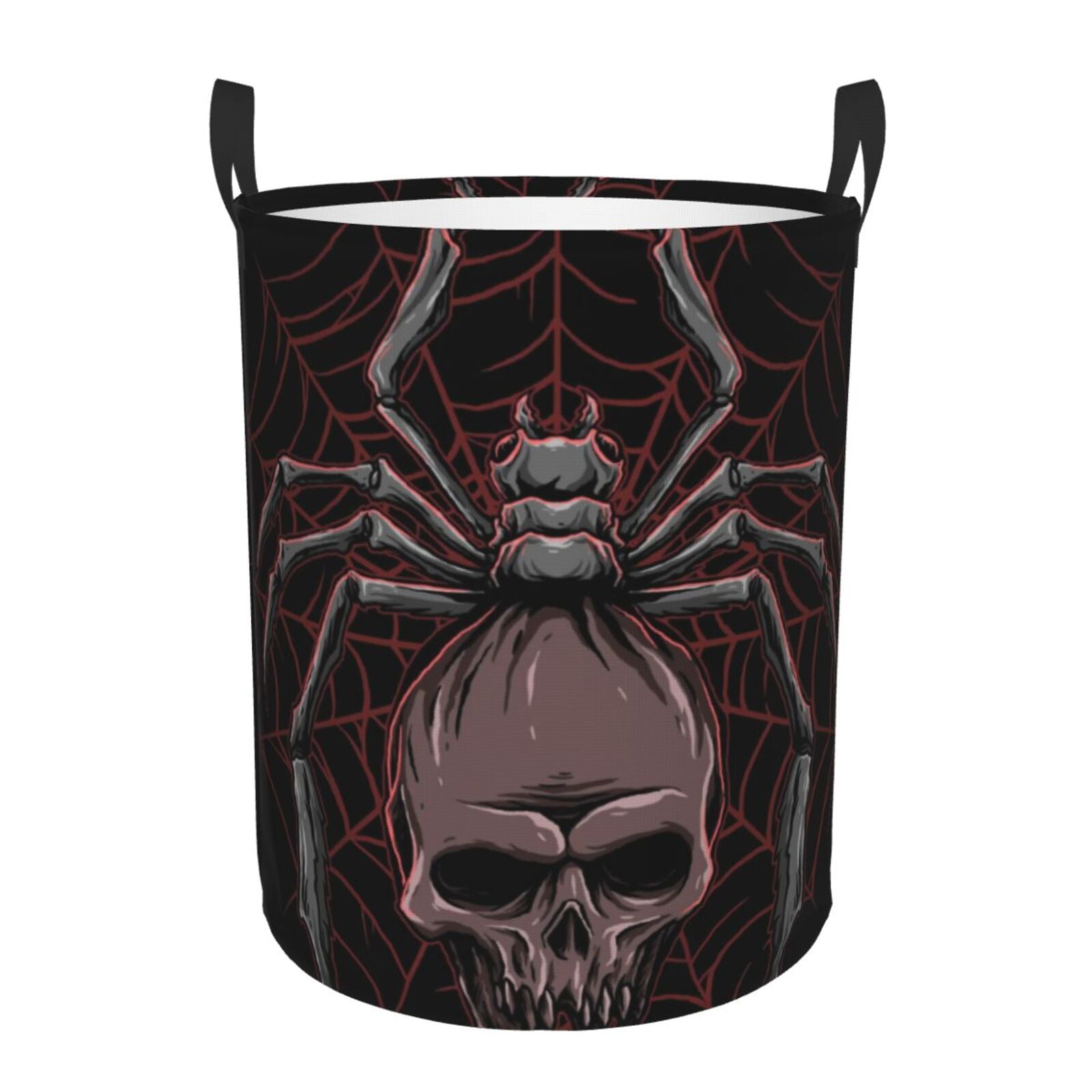 Balery Spider with Skull Round Laundry Basket with Handles Waterproof ...