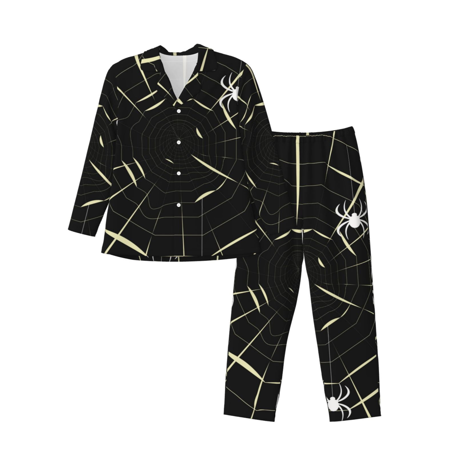Balery Spiders On The Web Pattern Pajama Sets for Men Long Sleeve 2 ...