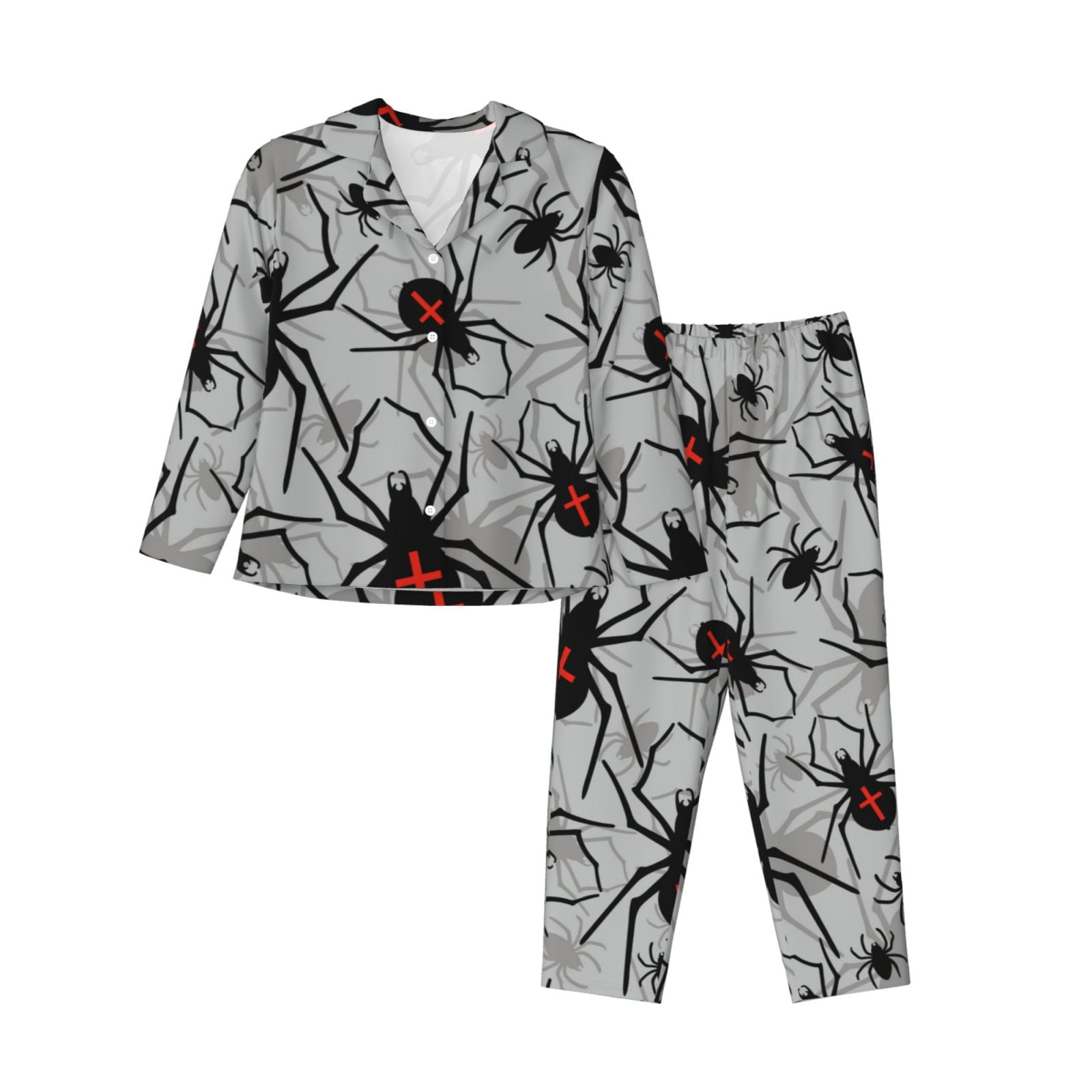 Balery Spiders Pattern Pajama Sets for Women Long Sleeve 2 Piece ...