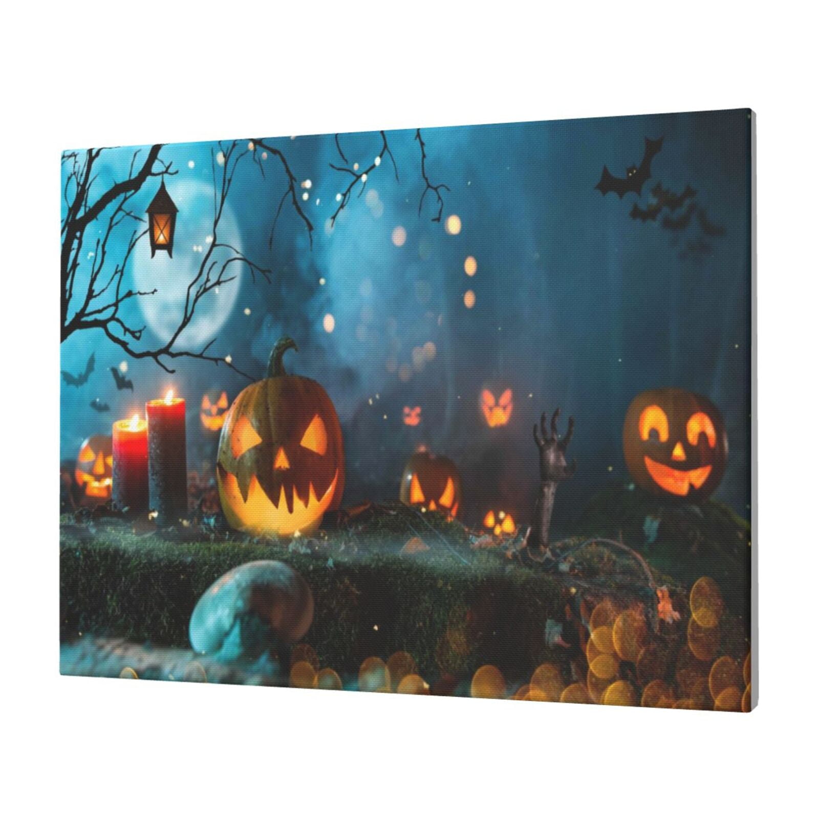 Balery Spooky Halloween Pattern Canvas Decorative Picture – 30x40in ...