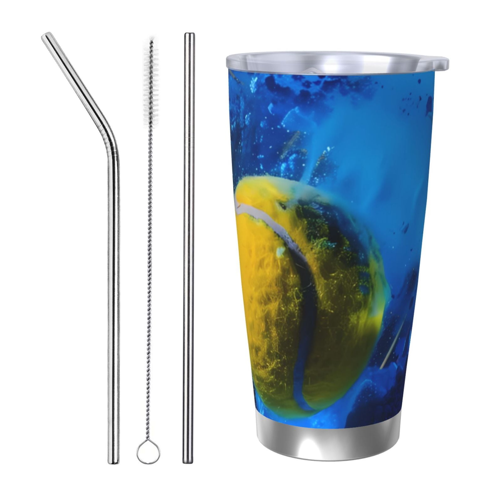 Balery Sports Tennis Ball Pattern 20oz Insulated Car Cup with Dual ...