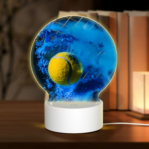Balery Sports Tennis Ball Pattern Acrylic Night Light Gift with 3 Color ...