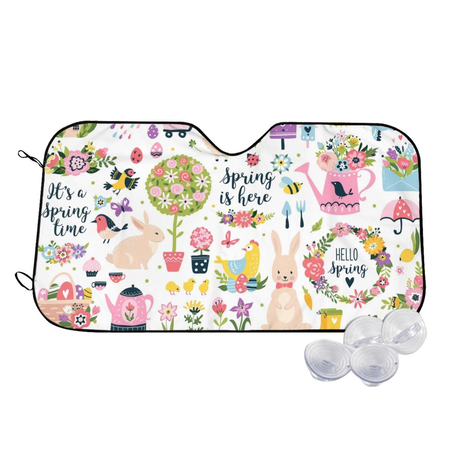 Balery Spring Flowers Birds Windshield Sun Shade, Car Front Window ...