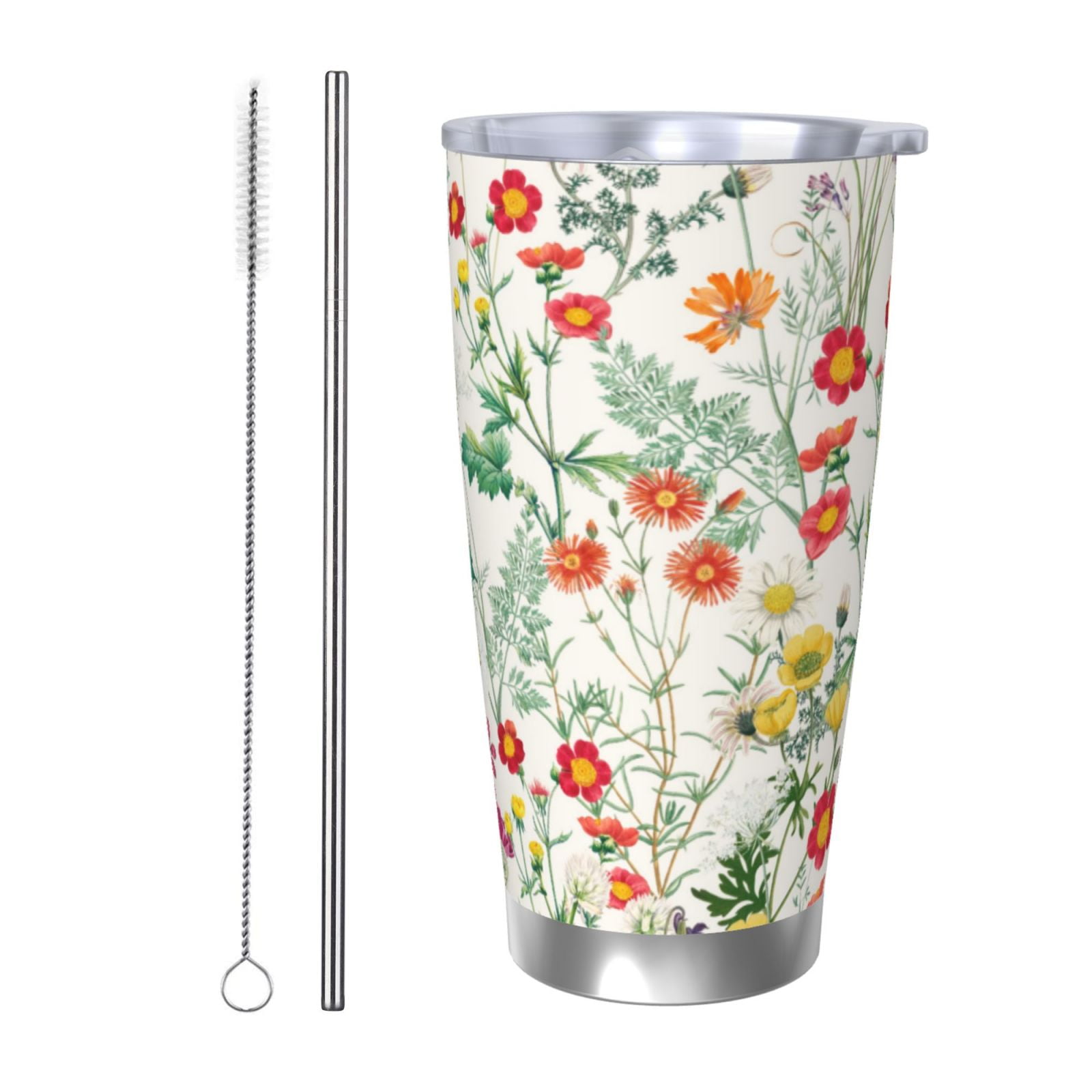 Balery Spring floral Pattern 20oz Insulated Car Cup with Dual Drink ...