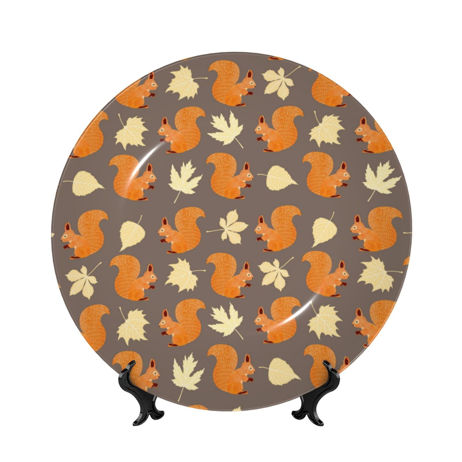 Balery Squirrel And Maple Leaves Print Bone China Decorative Plate ...
