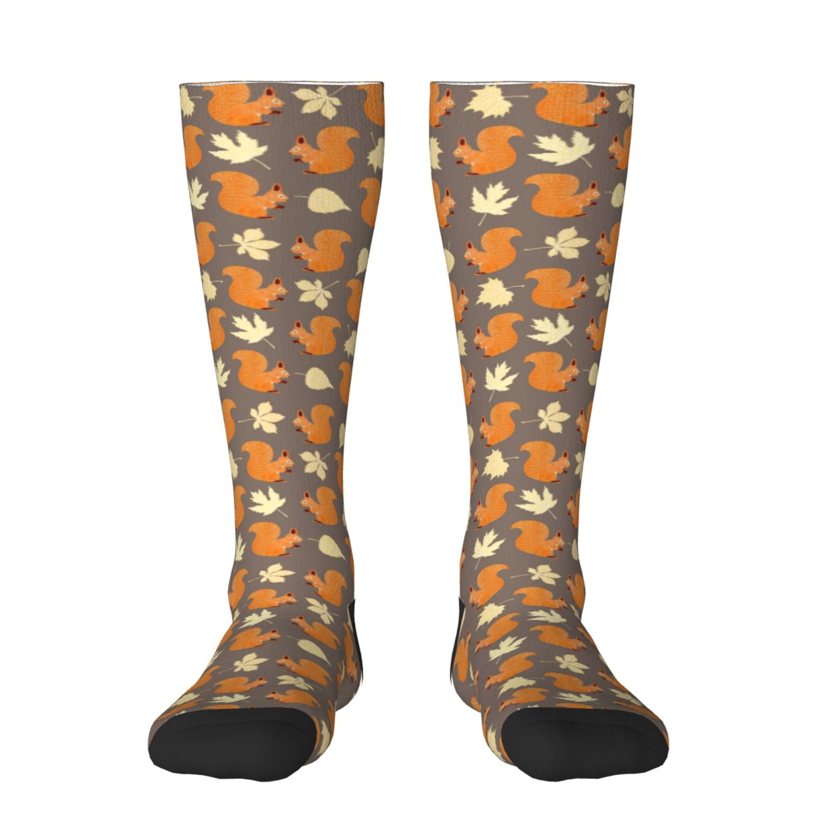 Balery Squirrel And Maple Leaves Printed Novelty Socks Men's Women's ...