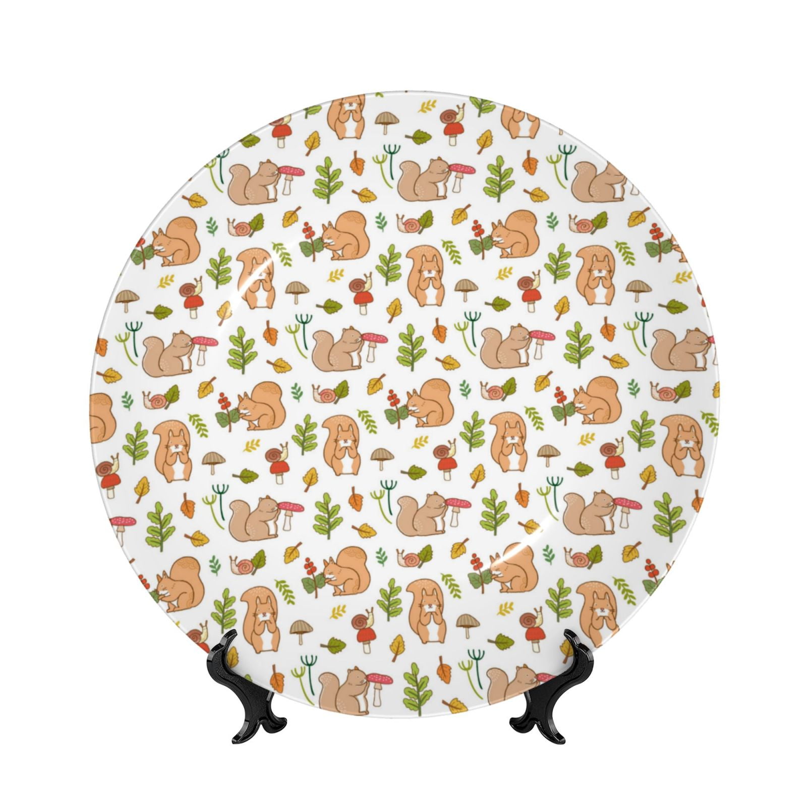 Balery Squirrel And Mushroom Print Bone China Decorative Plate Ceramic ...