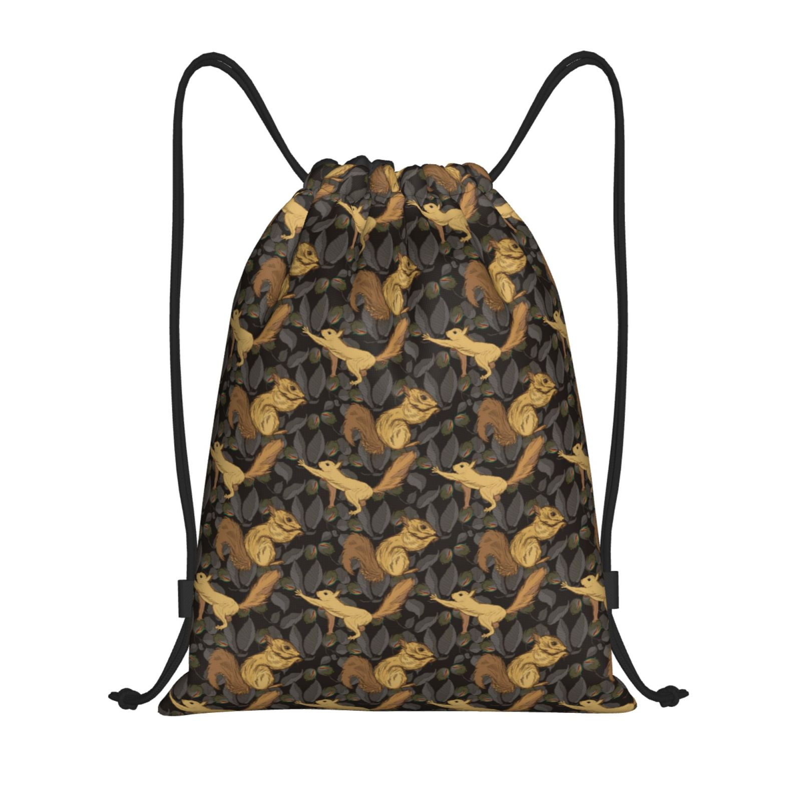 Balery Squirrel Gathering Nuts Pattern Drawstring Backpack Bag Sport ...