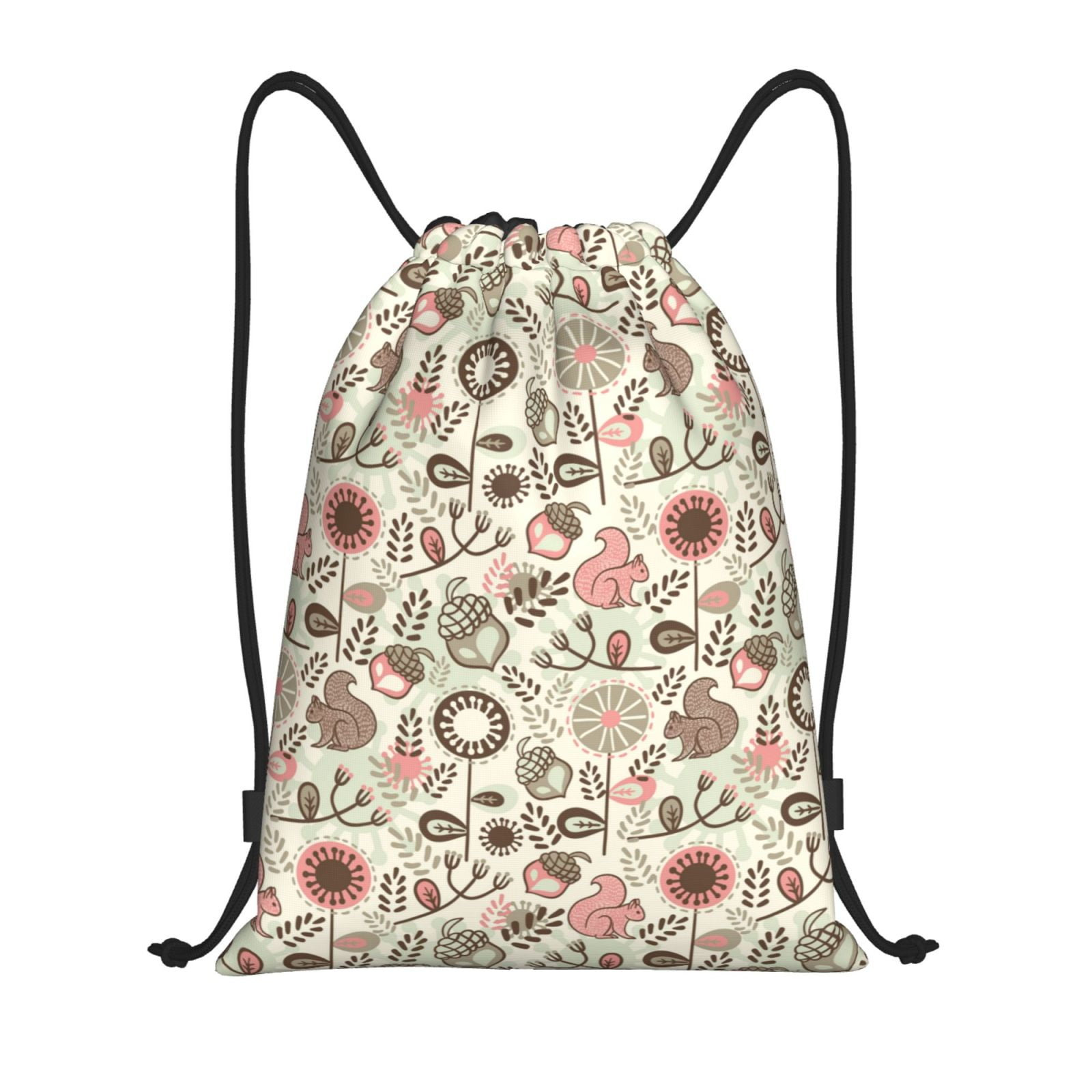 Balery Squirrel In The Forest Pattern Drawstring Backpack Bag Sport Gym ...
