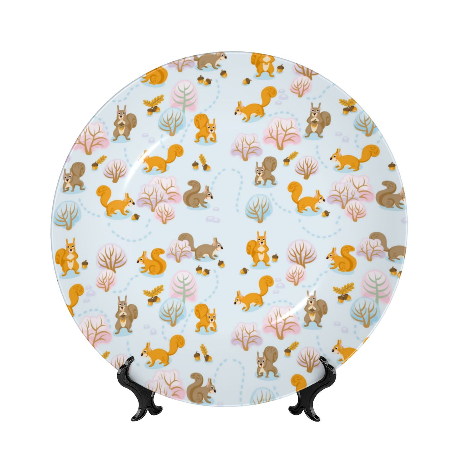 Balery Squirrel In The Forest Print Bone China Decorative Plate Ceramic ...