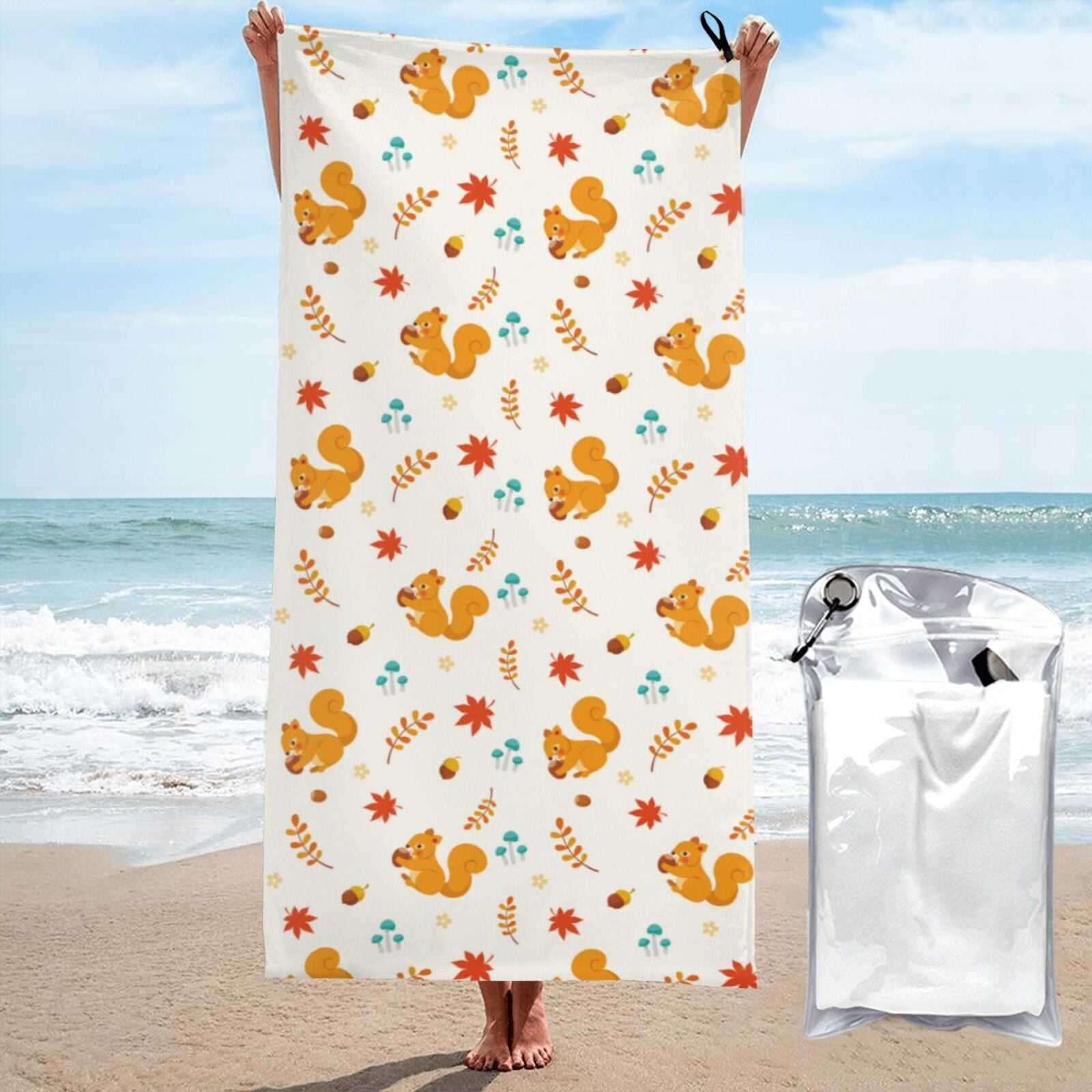 Balery Squirrel Maple Leaves And Nuts Print Towels - Luxurious Jumbo ...
