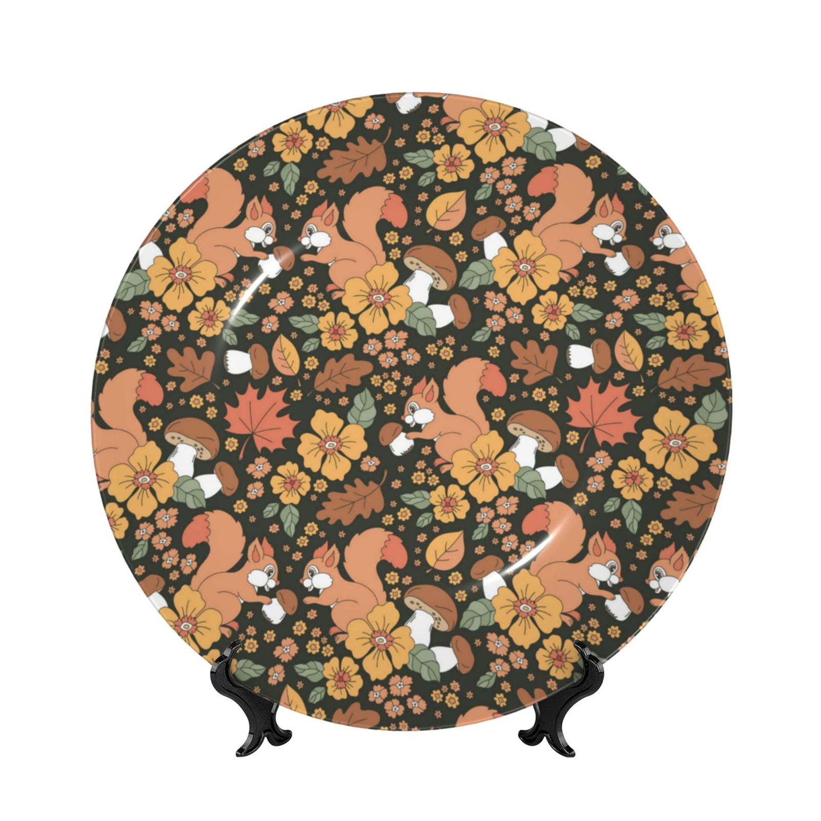 Balery Squirrel Mushroom Yellow Flower Print Bone China Decorative ...