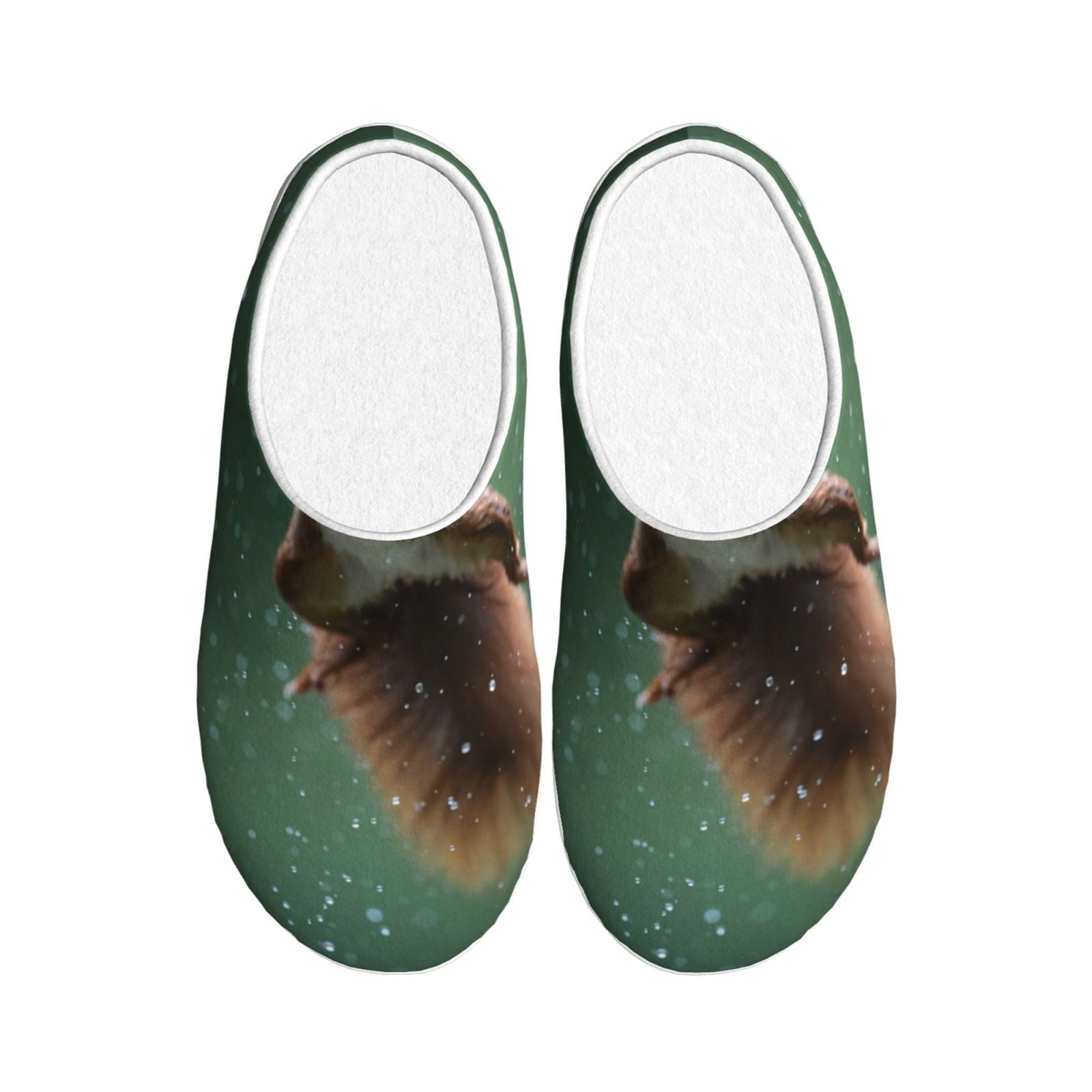 Balery Squirrel Pattern Women's Fuzzy Memory Foam Slippers Fluffy ...