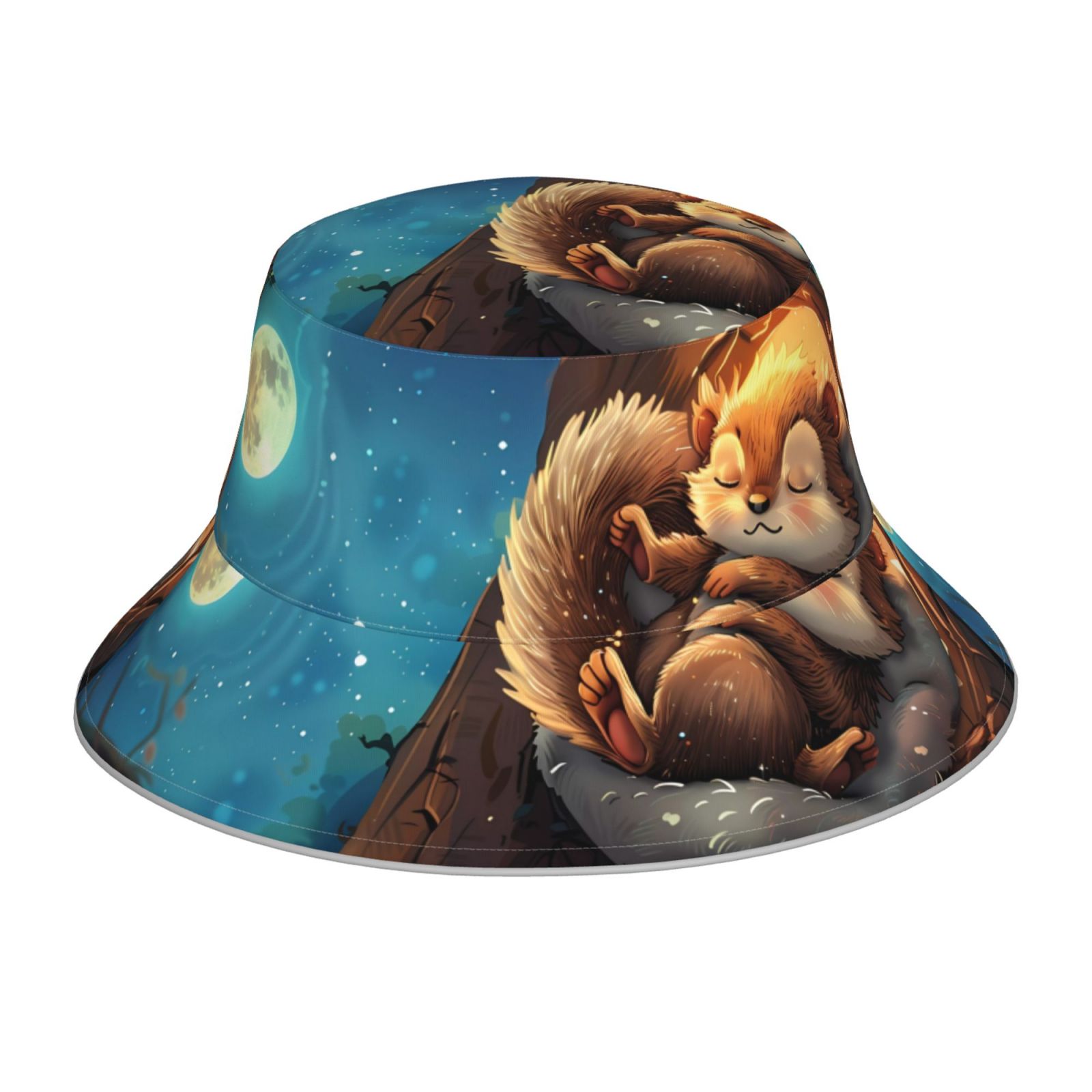 Balery Squirrel Sleeping In Tree Sun Hats for Men Women Bucket Hat UPF ...