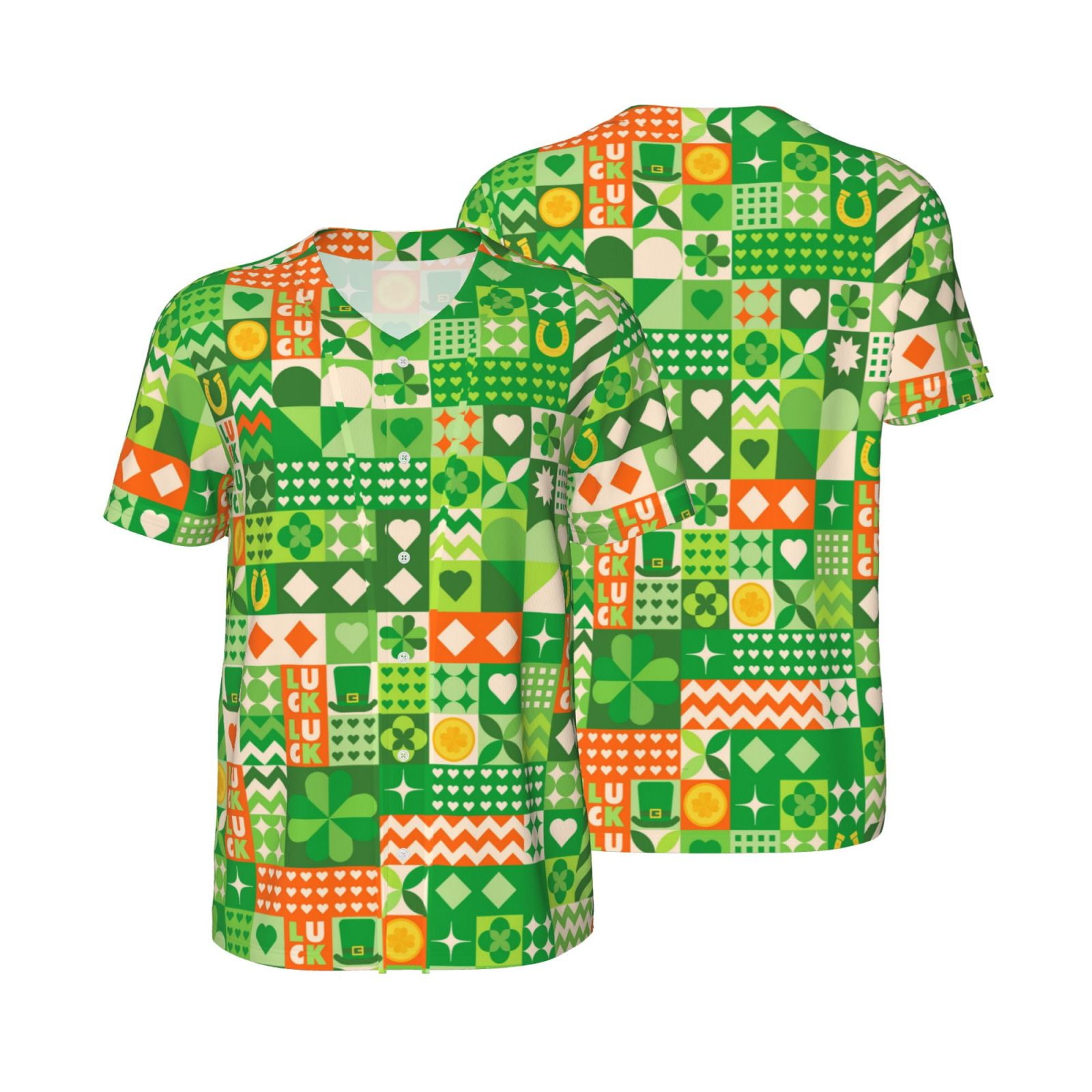 Balery St Patrick's Day6 Baseball Jersey for Men Casual Button Down ...
