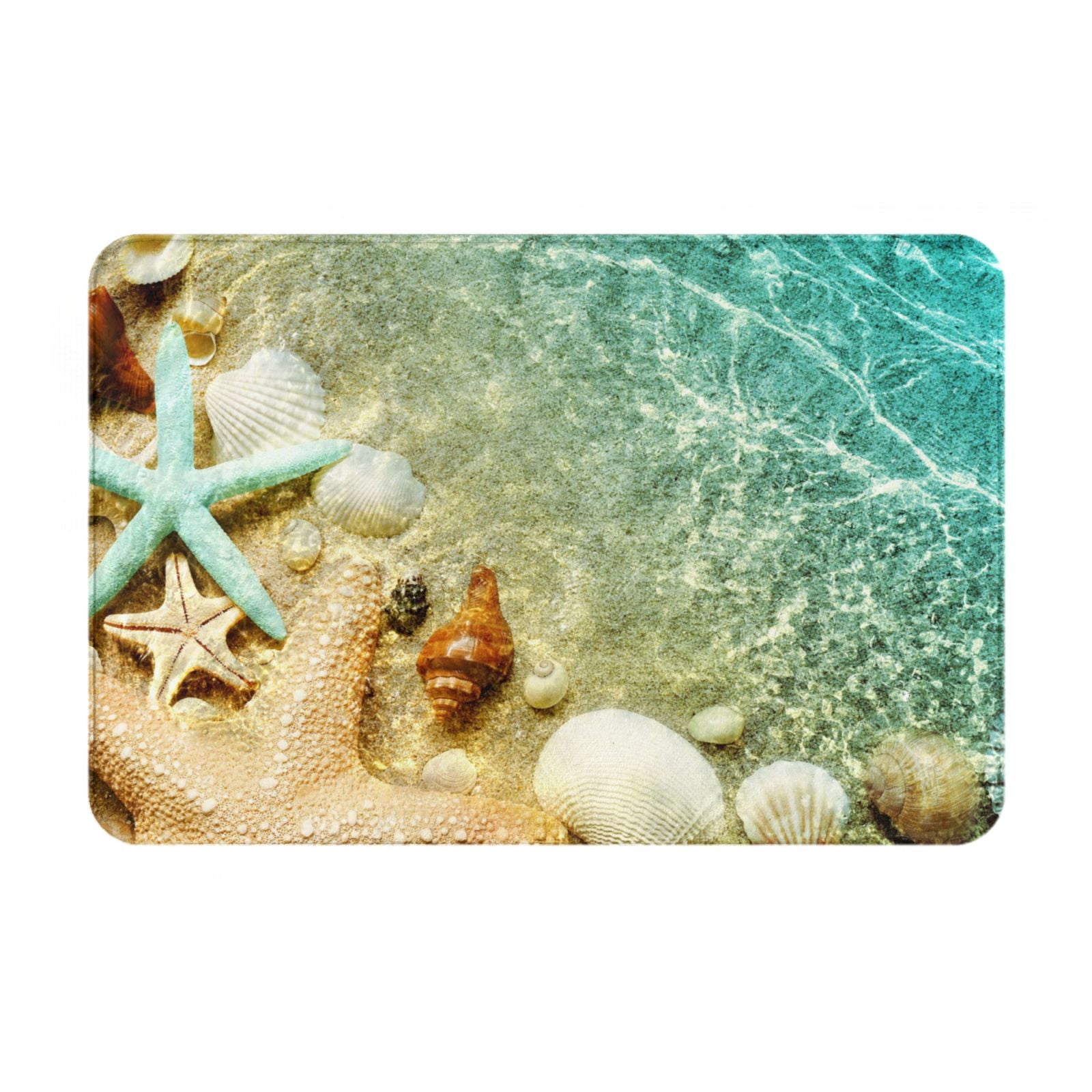 Balery Starfish And Seashell Doormat, Durable Flannel Fabric ...